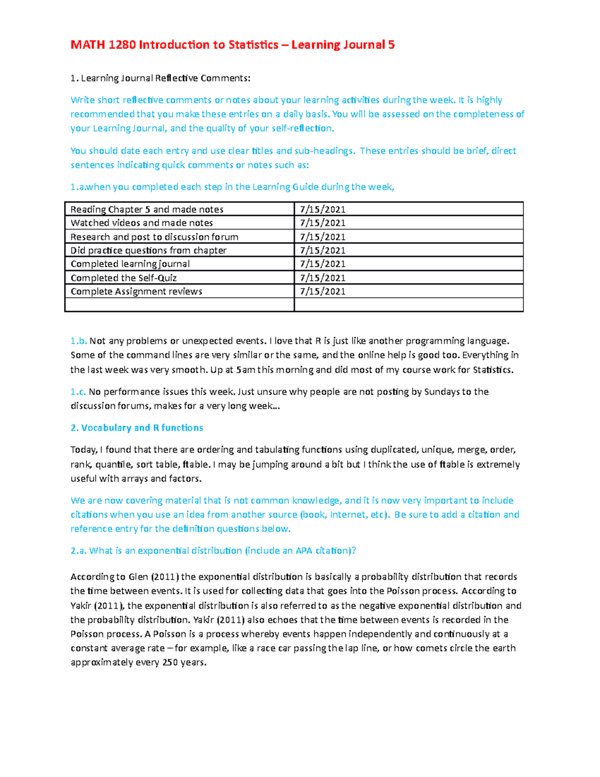 MATH 1280 - Learning Journal 5a - Learning Journal Reflective Comments ...