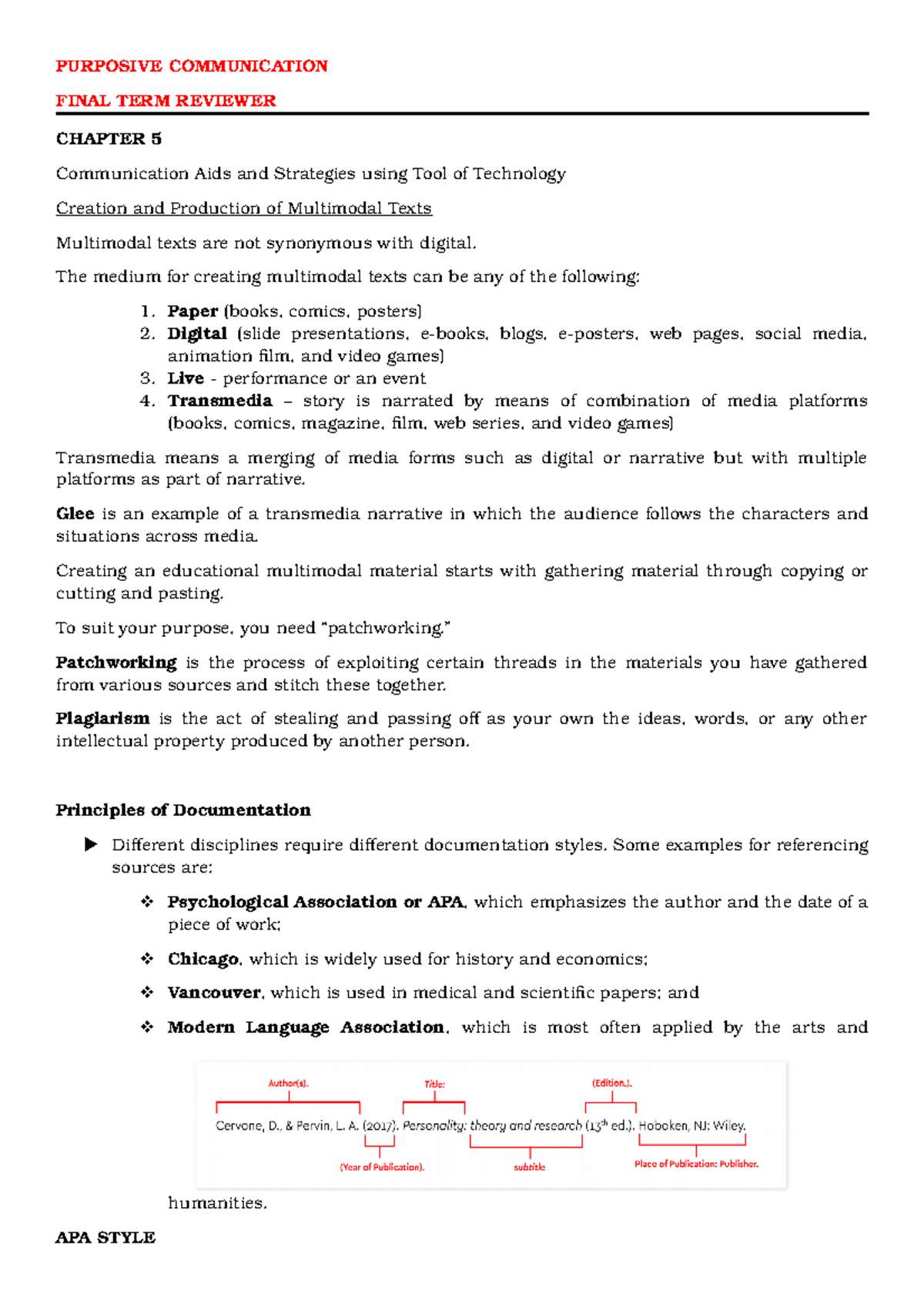 GE4- Finals- Reviewer - Purposive Communication - PangSU - Studocu