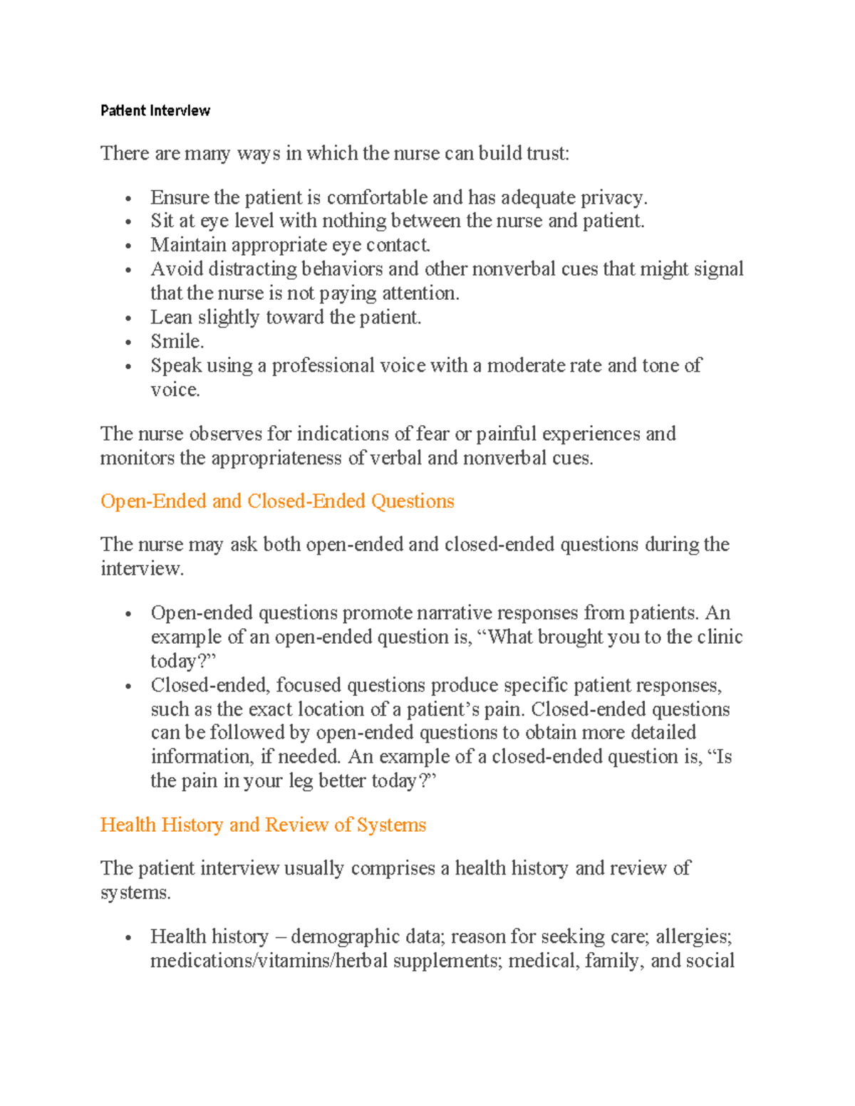 Chapter 6 Patient interview - Patient Interview There are many ways in ...