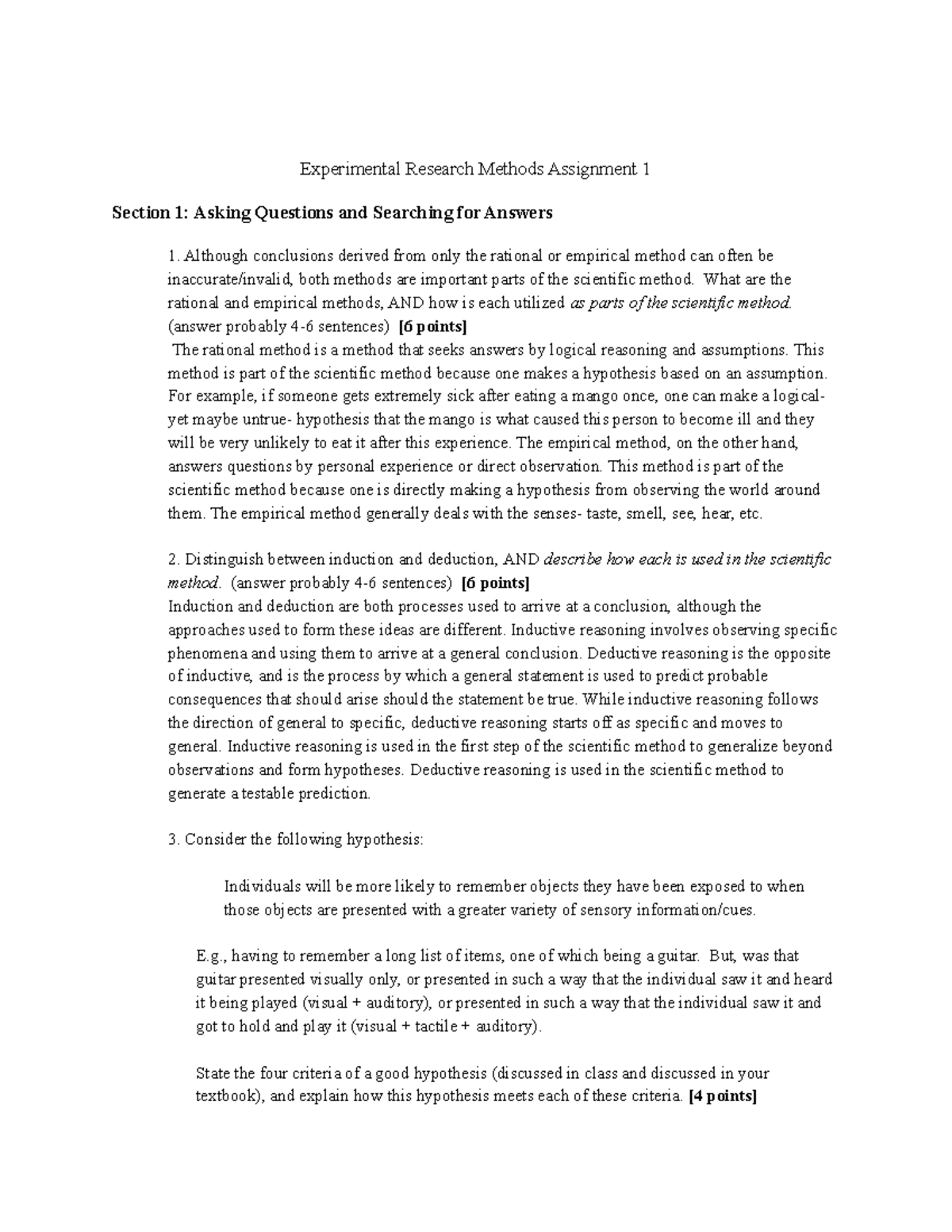 Experimental Research Methods Assignment 1 - What are the rational and ...