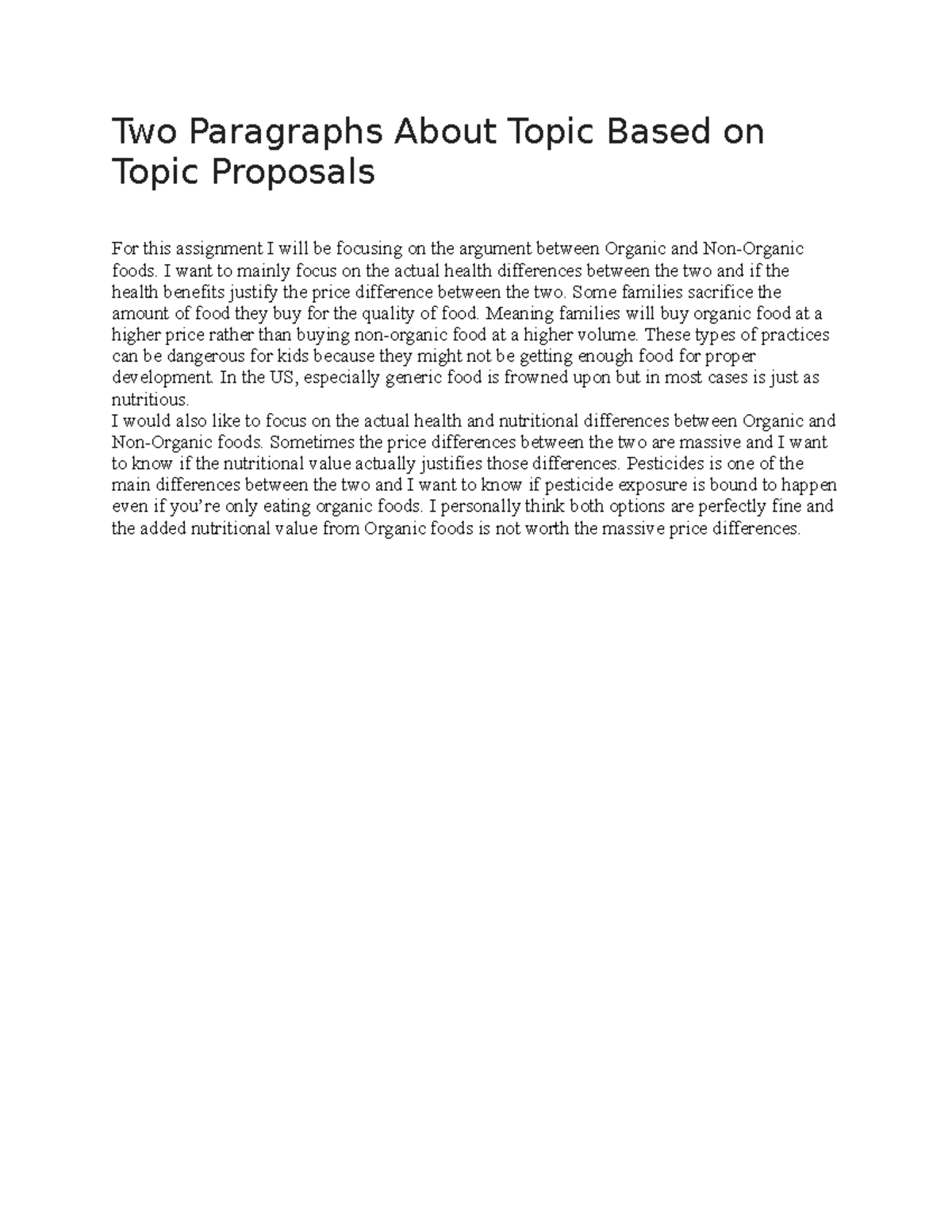 WRD 104 27 - Topic Proposal examples for Professor Dobble - Two ...