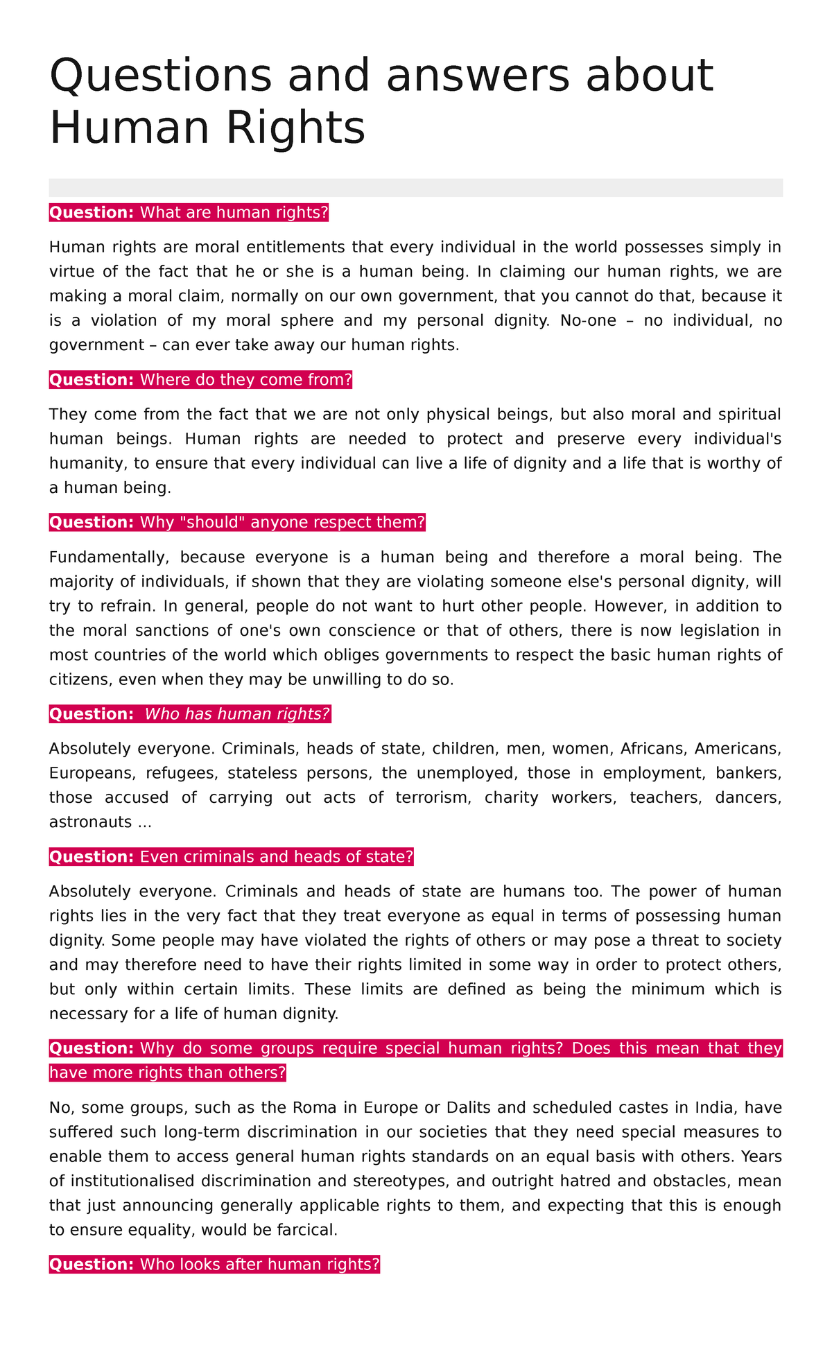 Q3 AP - ARALING PANLIPUNAN - Questions and answers about Human Rights ...