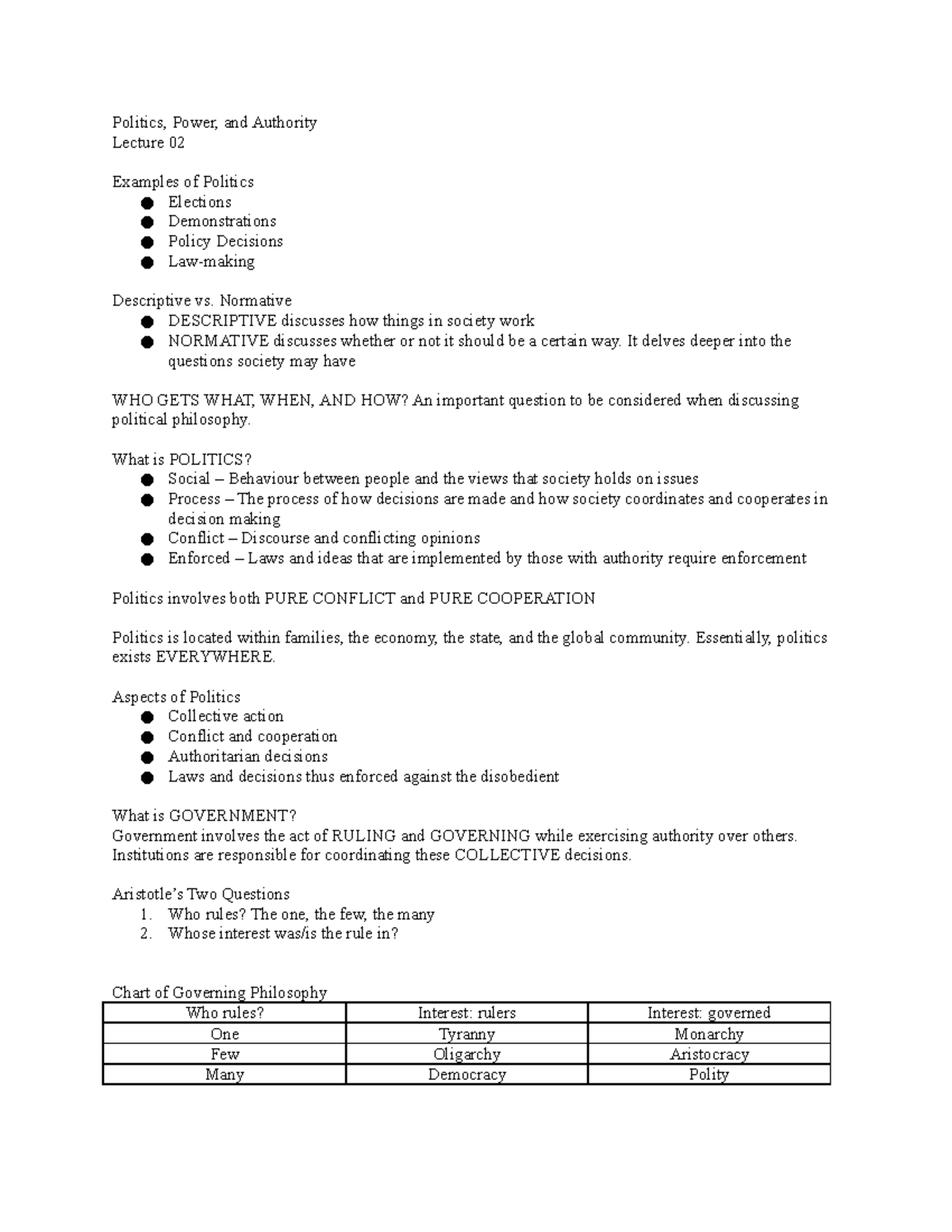 Lecture 02 (Politics, Power, and Authority) - Politics, Power, and ...