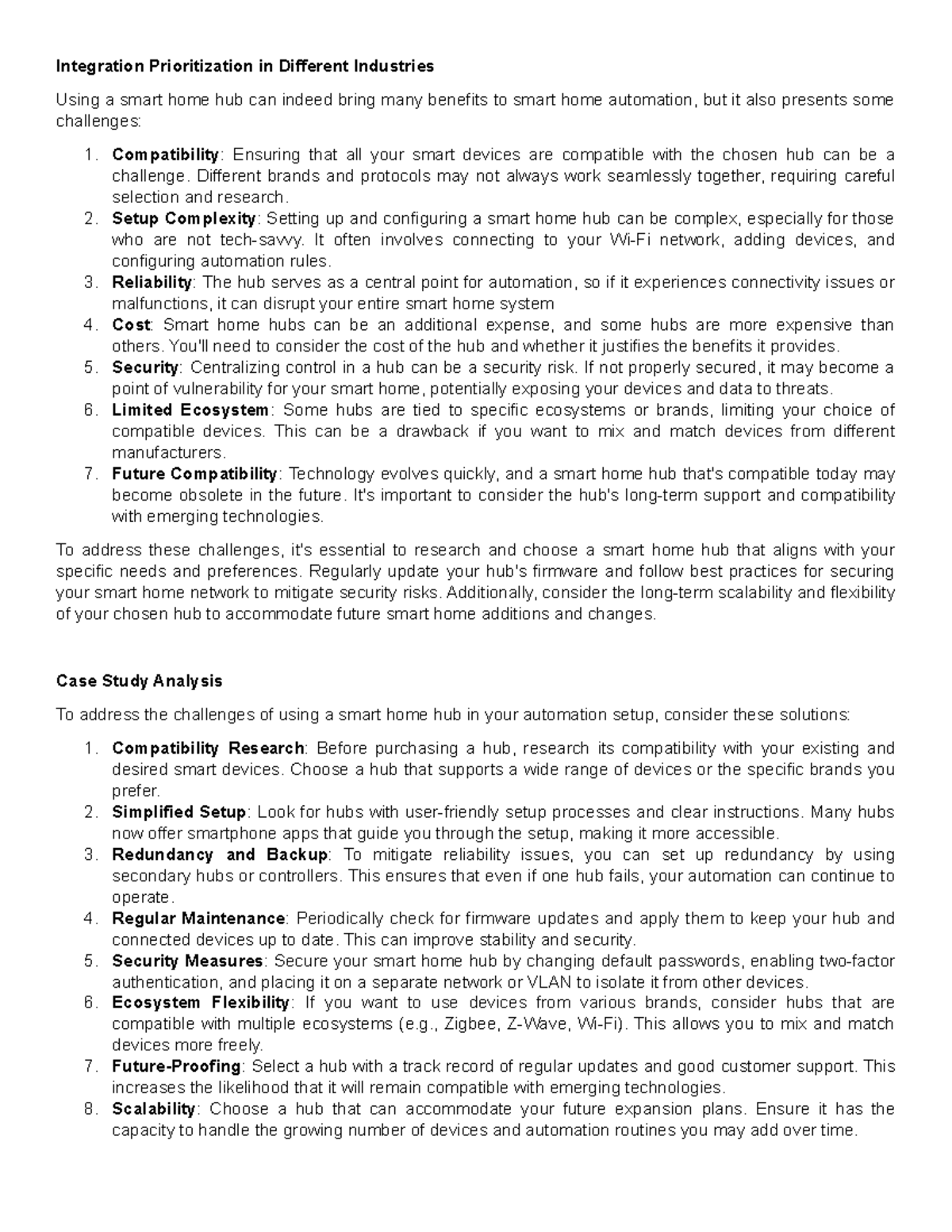 Case Study Sample - Integration Prioritization in Different Industries ...