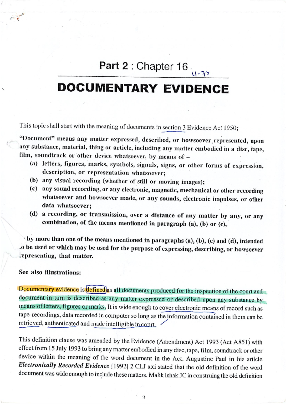 Scanned NOTE - Documentary Evidence - Company Law - Studocu