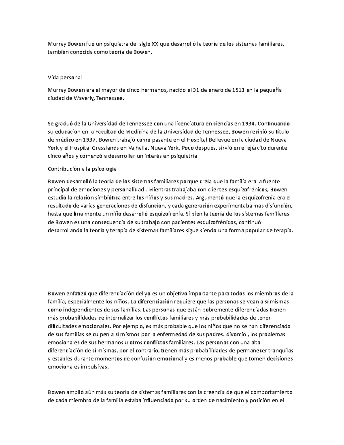 Murray Bowen - psicología - Murray Bowen fue un psiquiatra del siglo XX ...