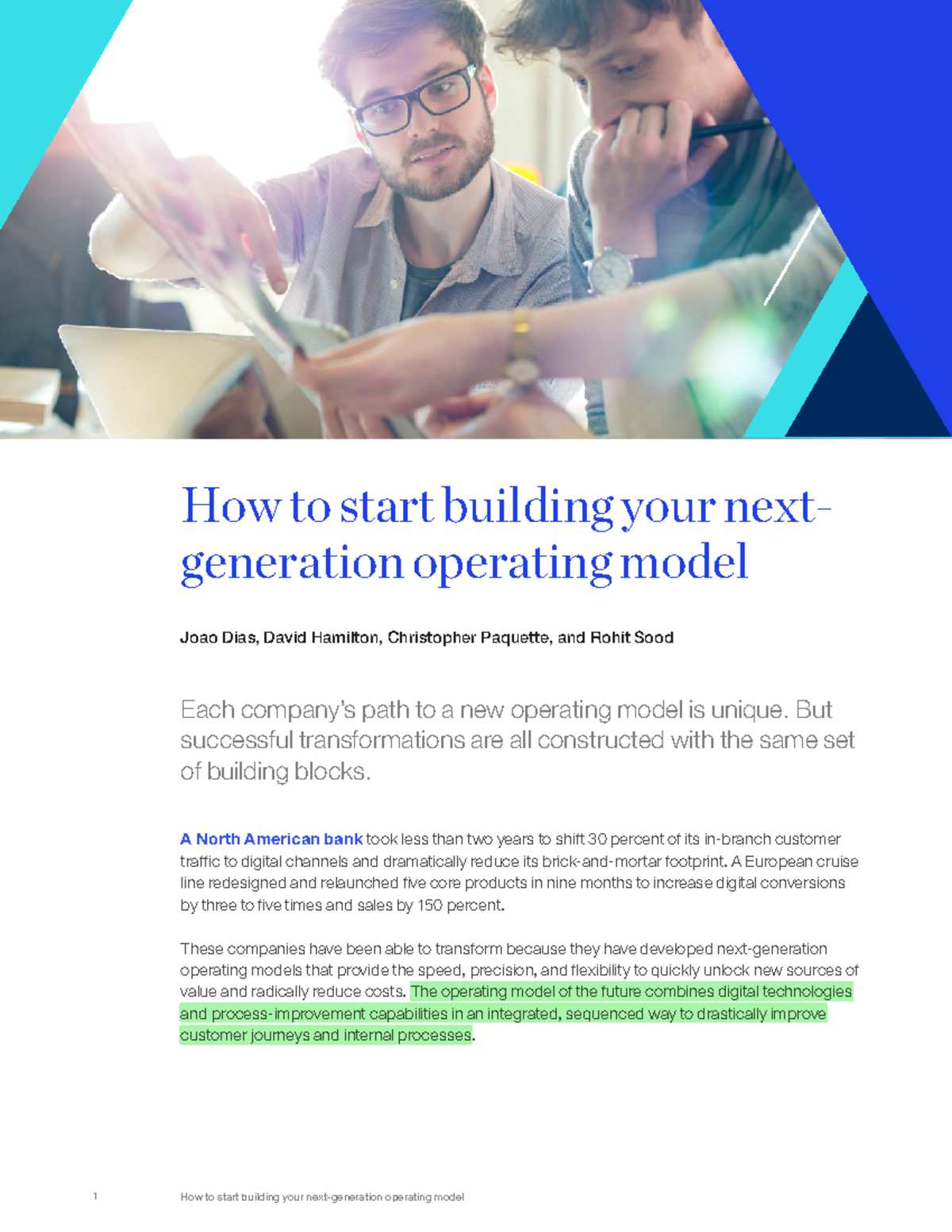 How to start building your next gen operating model - FINS3648 - UNSW ...