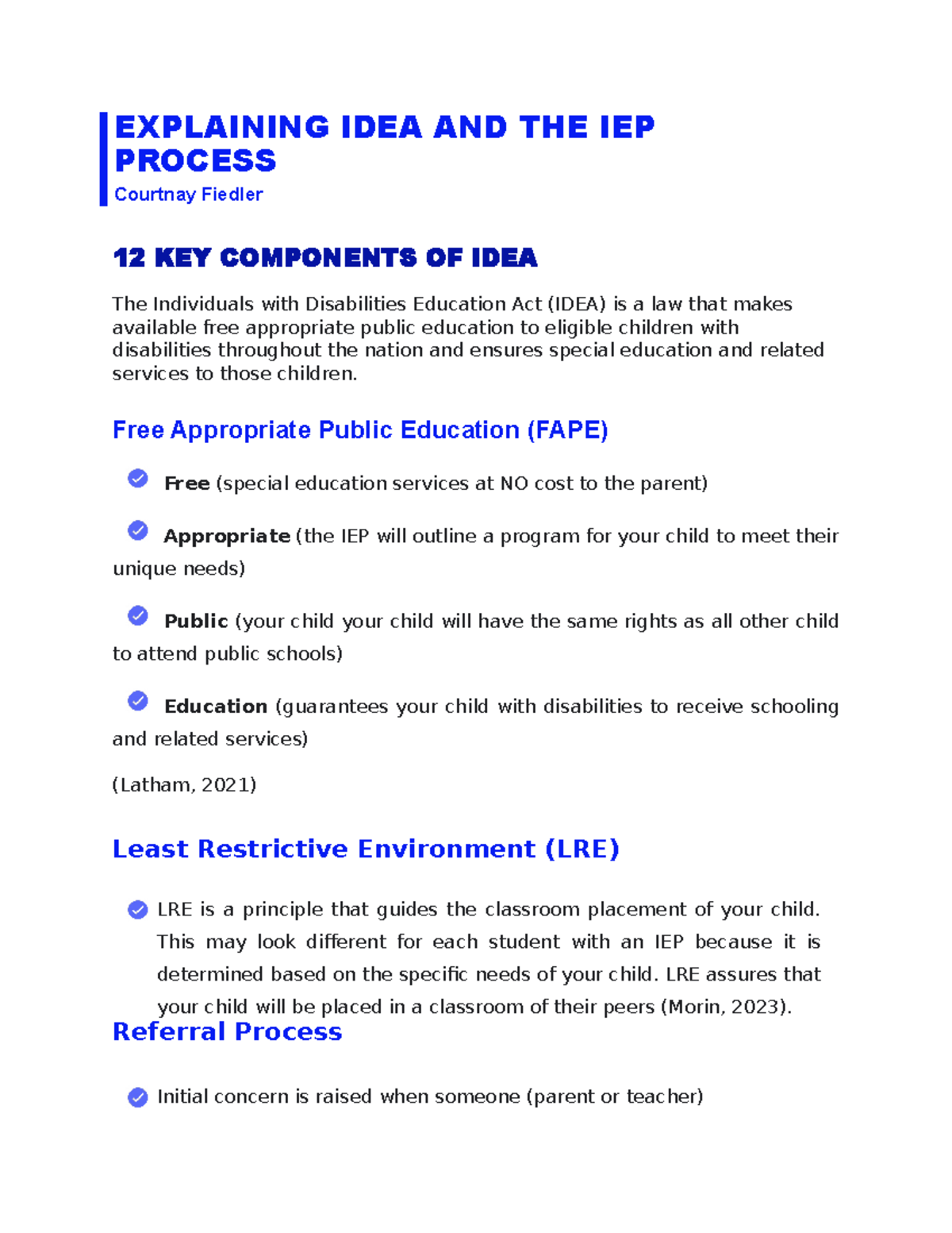 Fiedler Explaining IDEA and the IEP Process - EXPLAINING IDEA AND THE ...