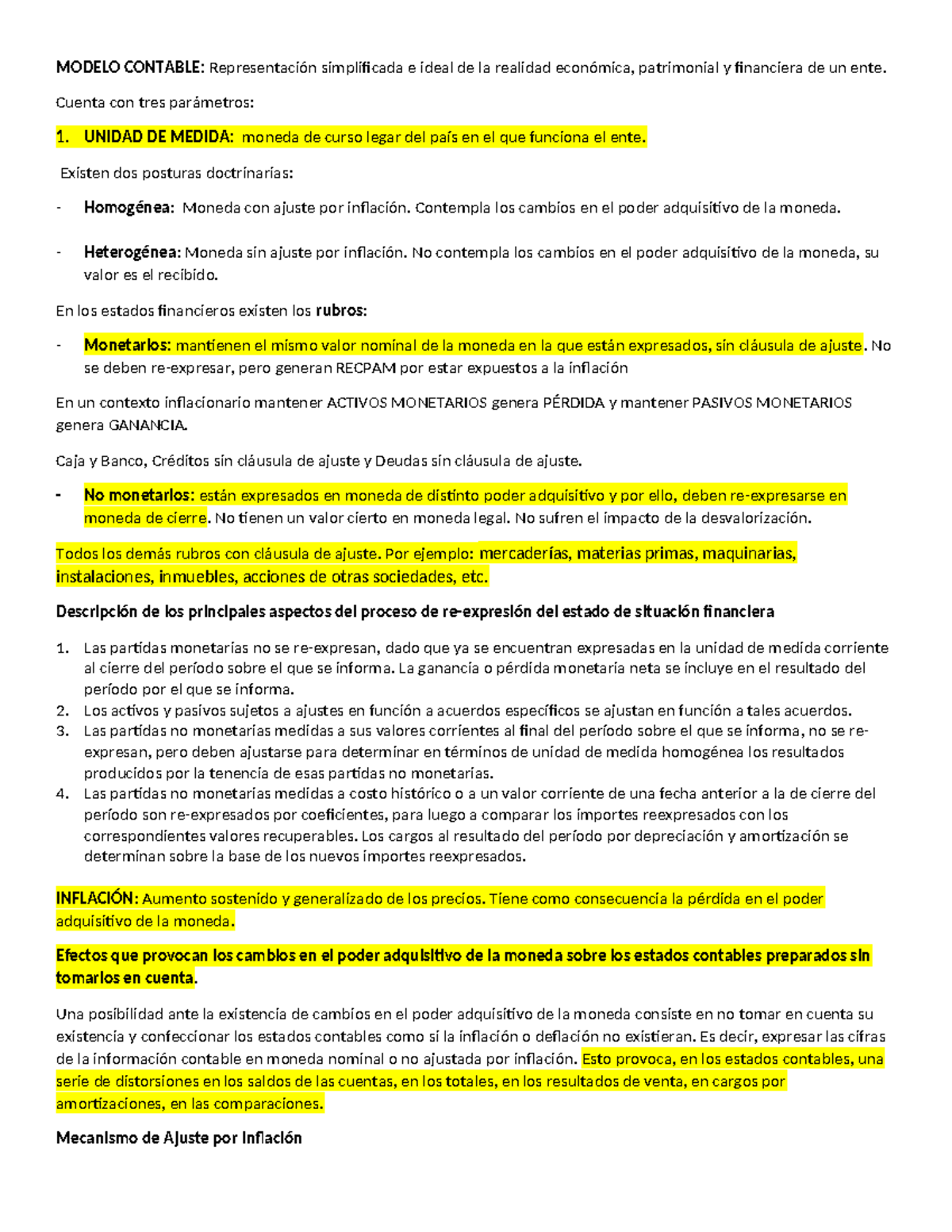 Resúmen - Resumen Teoría Contable - MODELO CONTABLE: Representación ...