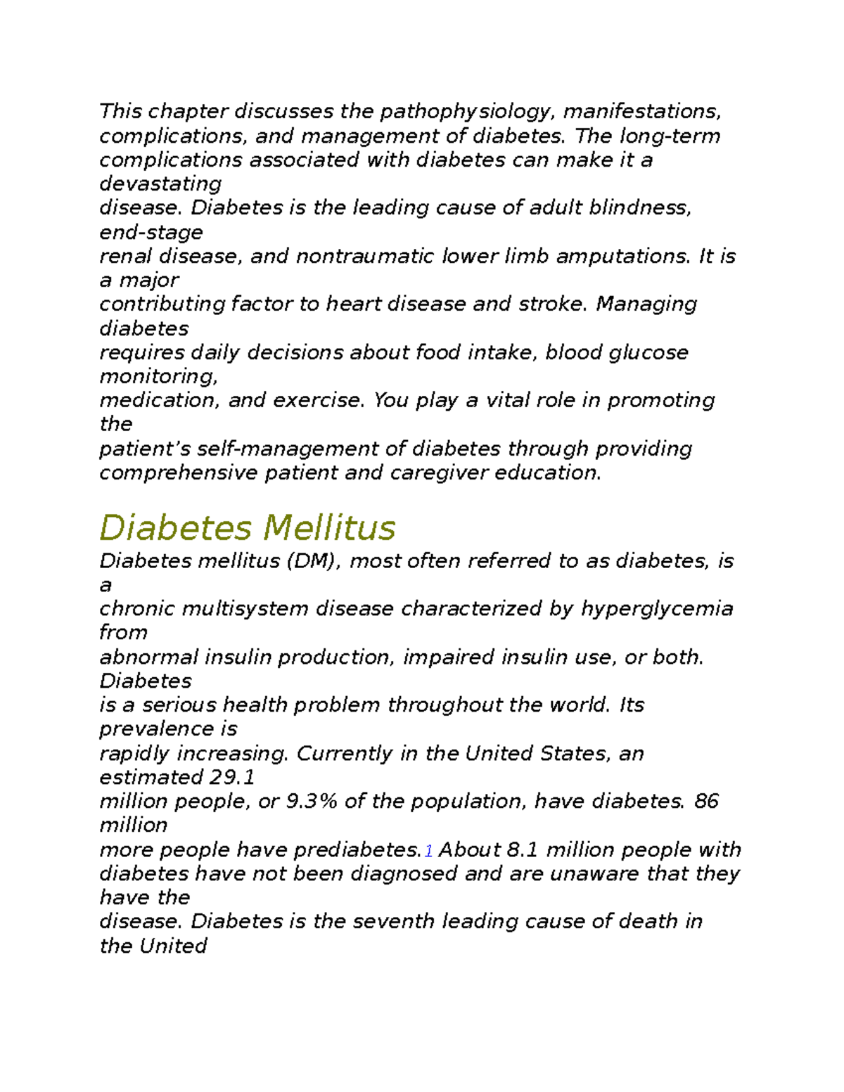 Diabetes Mellitus - This chapter discusses the pathophysiology ...