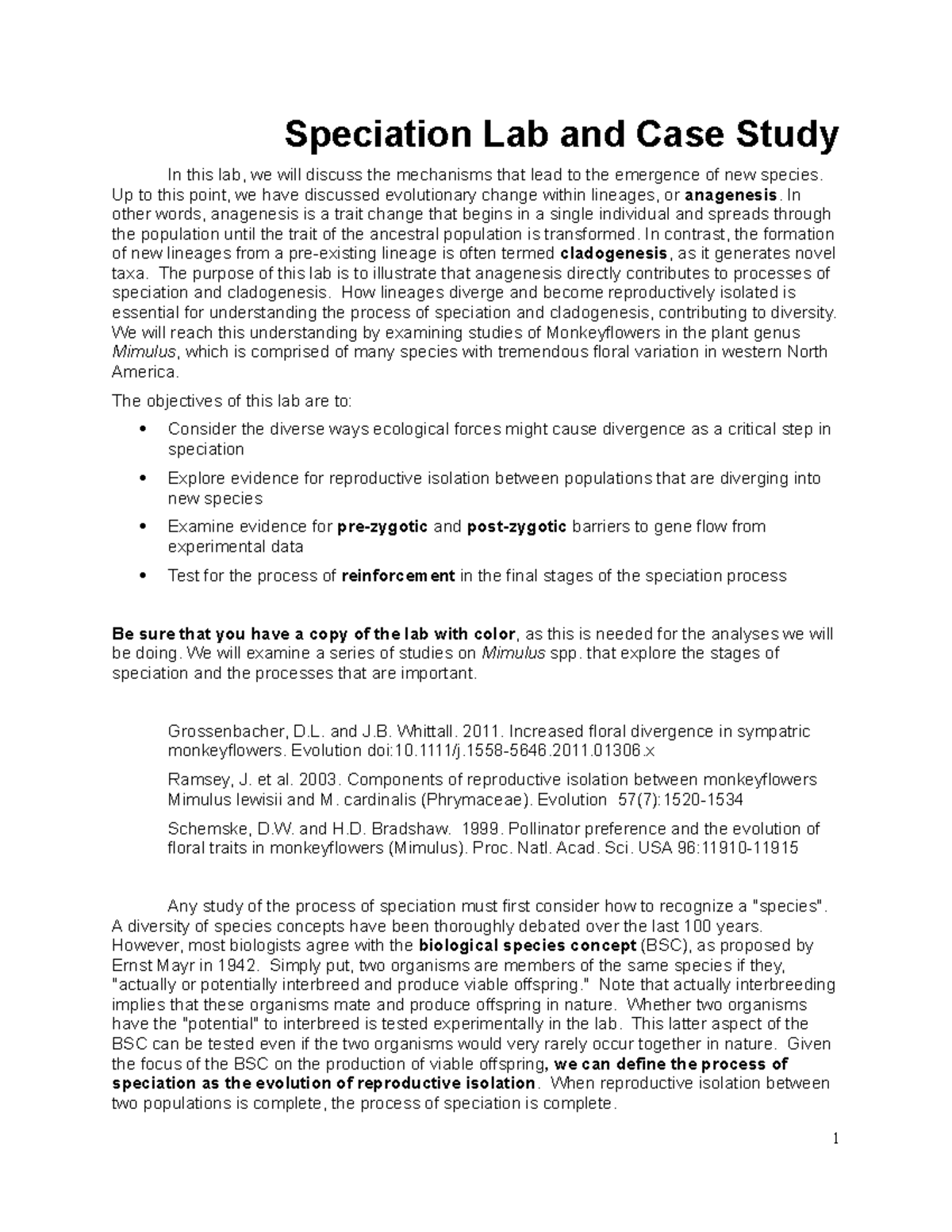 Lab 11 speciation - Speciation Lab and Case Study In this lab, we will ...