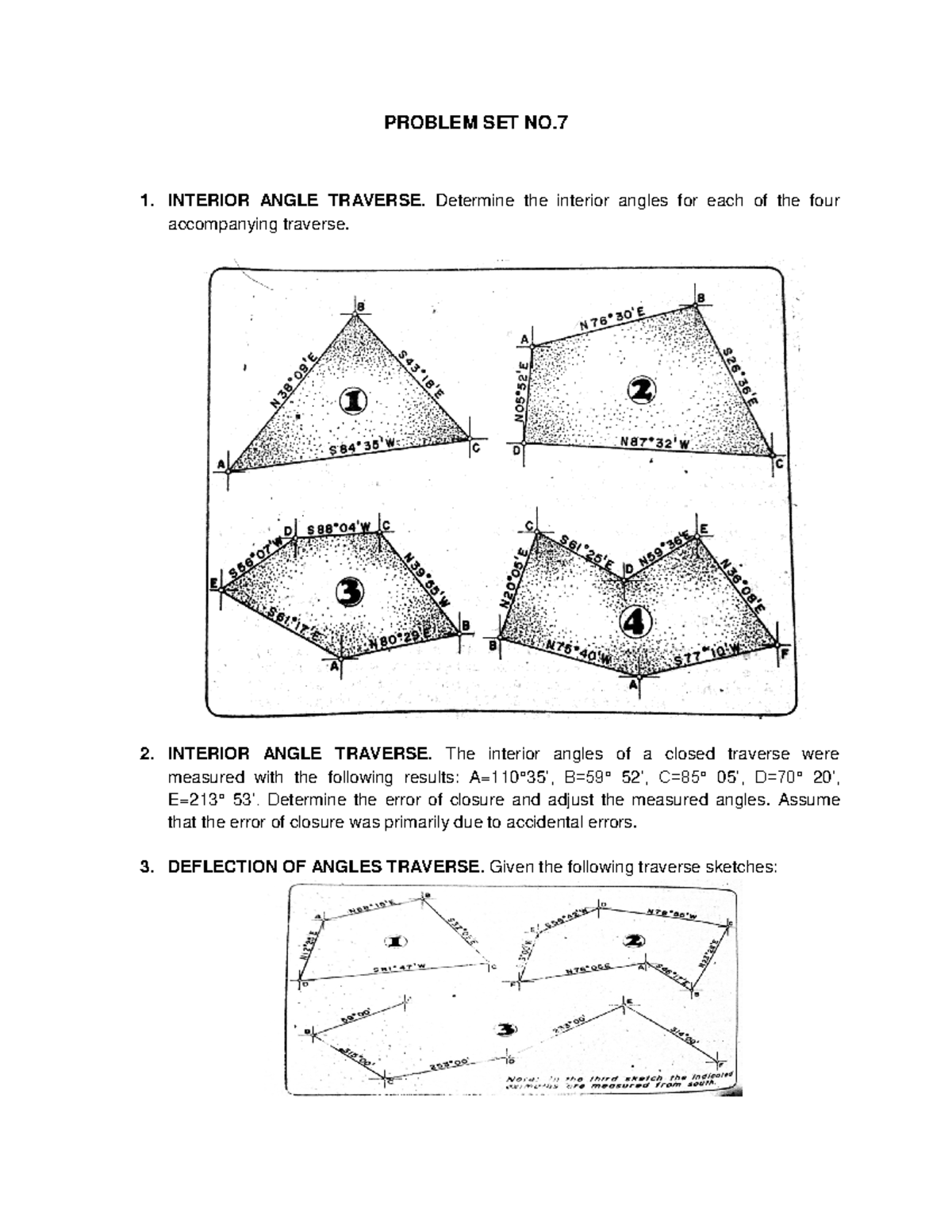 Pdfcoffee - cad - PROBLEM SET NO. 1. INTERIOR ANGLE TRAVERSE. Determine ...