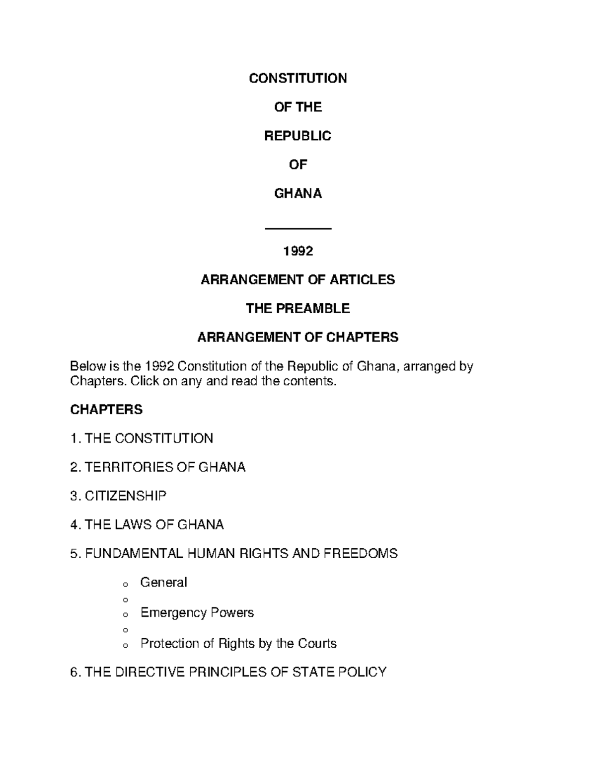1992 Constitution - CONSTITUTION OF THE REPUBLIC OF GHANA ...