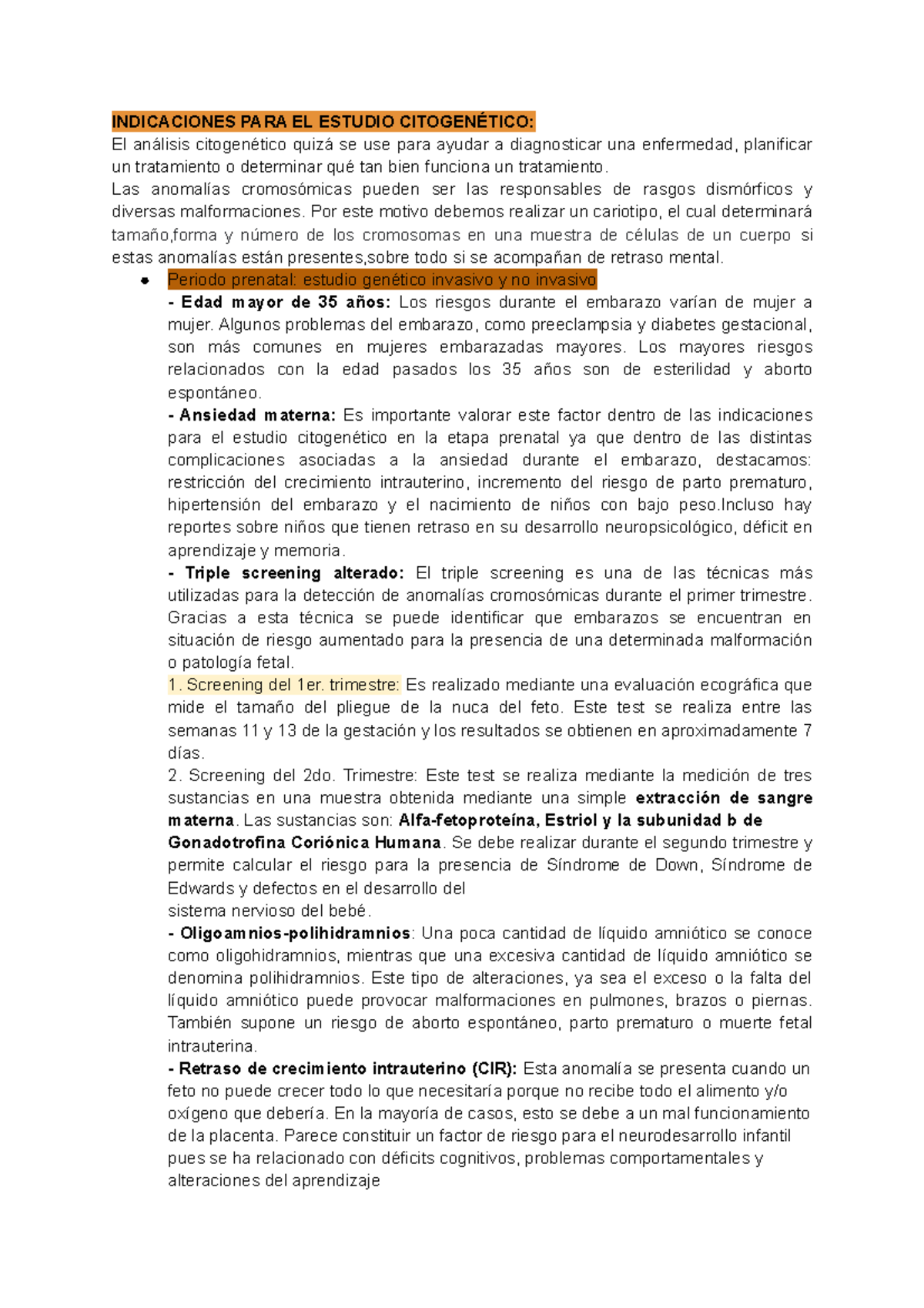 Indicaciones PARA Realizar UN Cariotipo - INDICACIONES PARA EL ESTUDIO ...