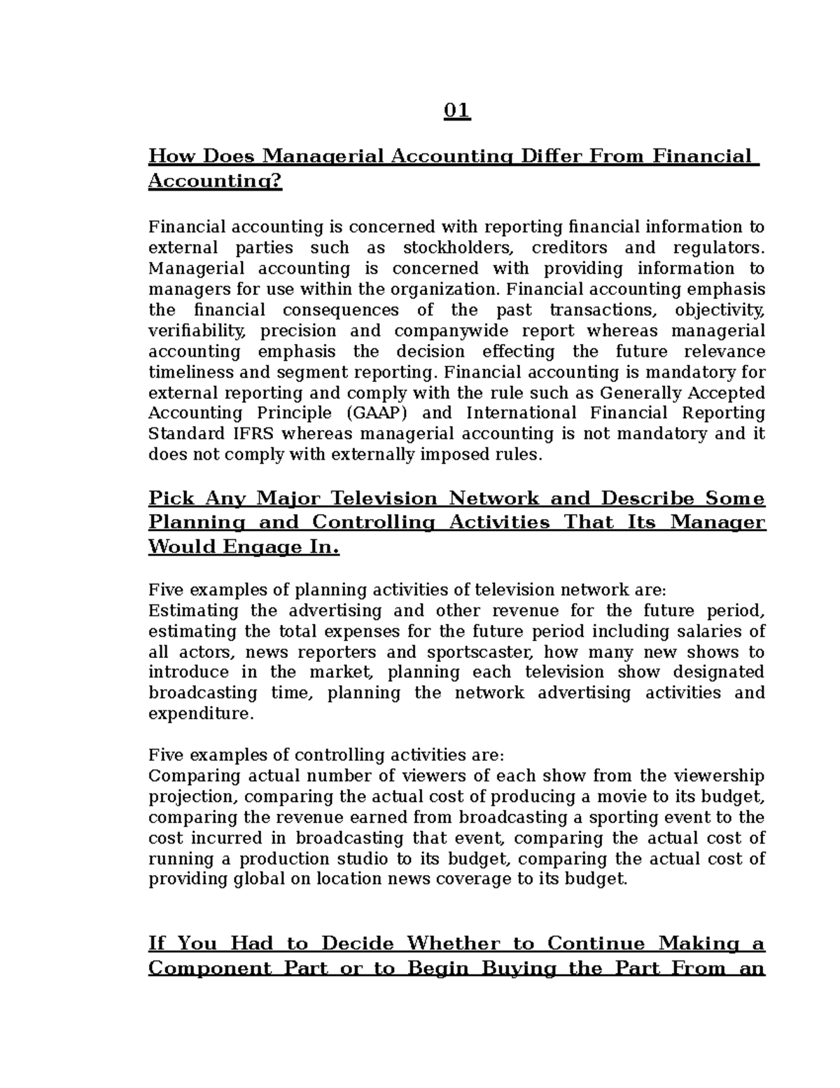 Managerial Accounting Chapter Question Answers - 01 How Does Managerial ...