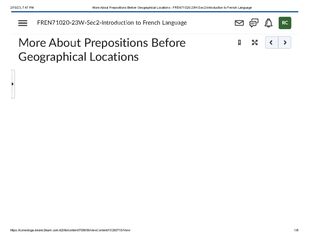 More About Prepositions Before Geographical Locations - FREN71020-23W ...