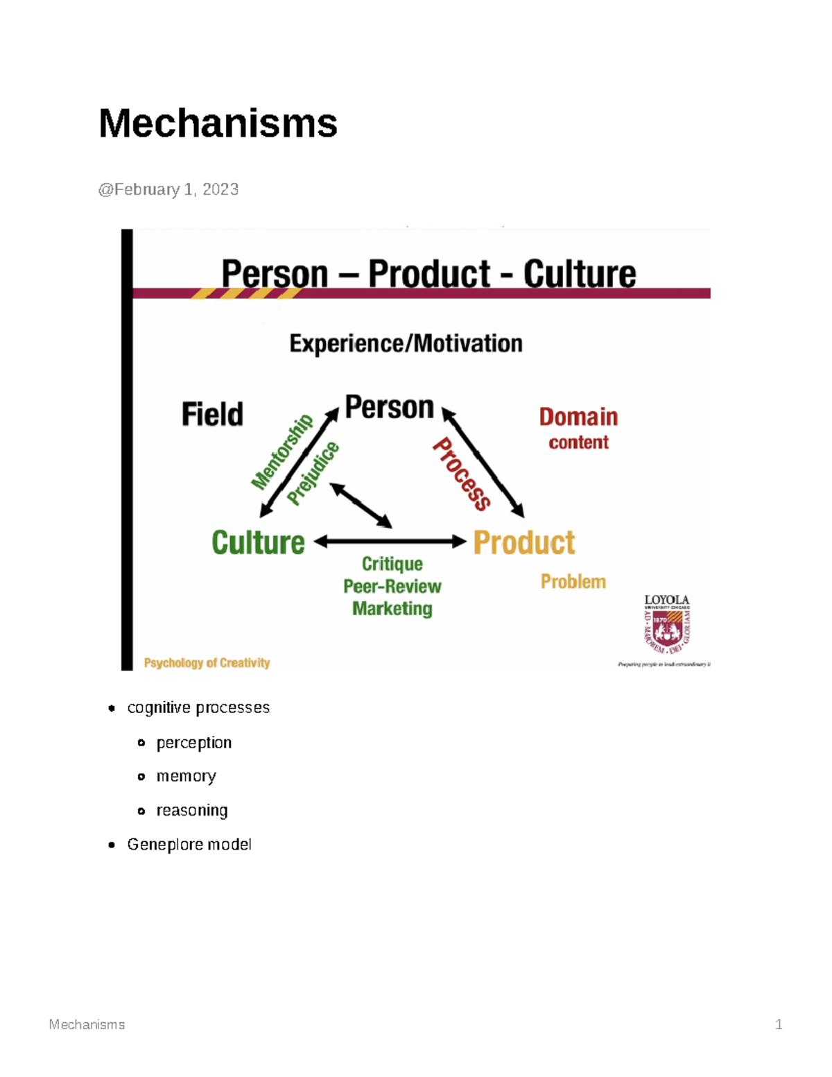 Mechanisms of creativity - Mechanisms 1 Mechanisms cognitive processes ...