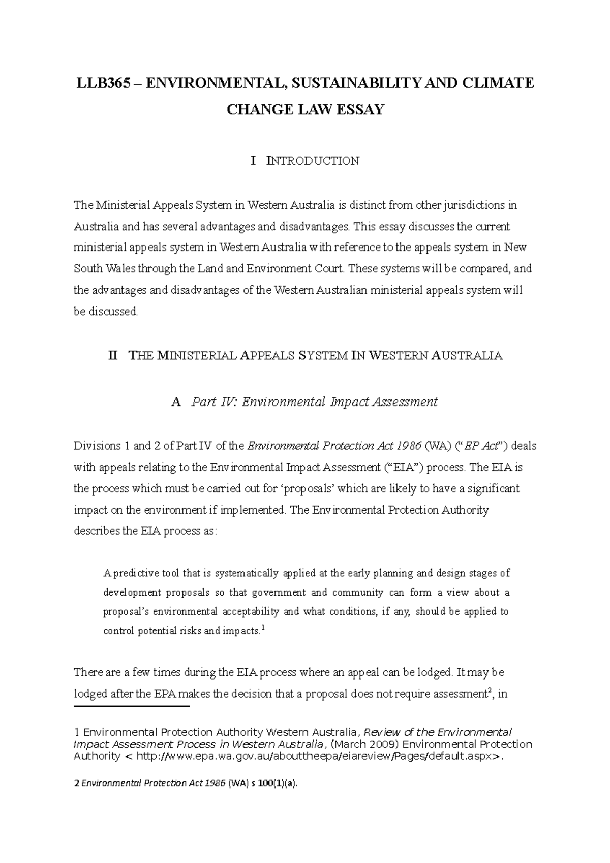 Environmental Law Assignment - LLB365 – ENVIRONMENTAL, SUSTAINABILITY ...