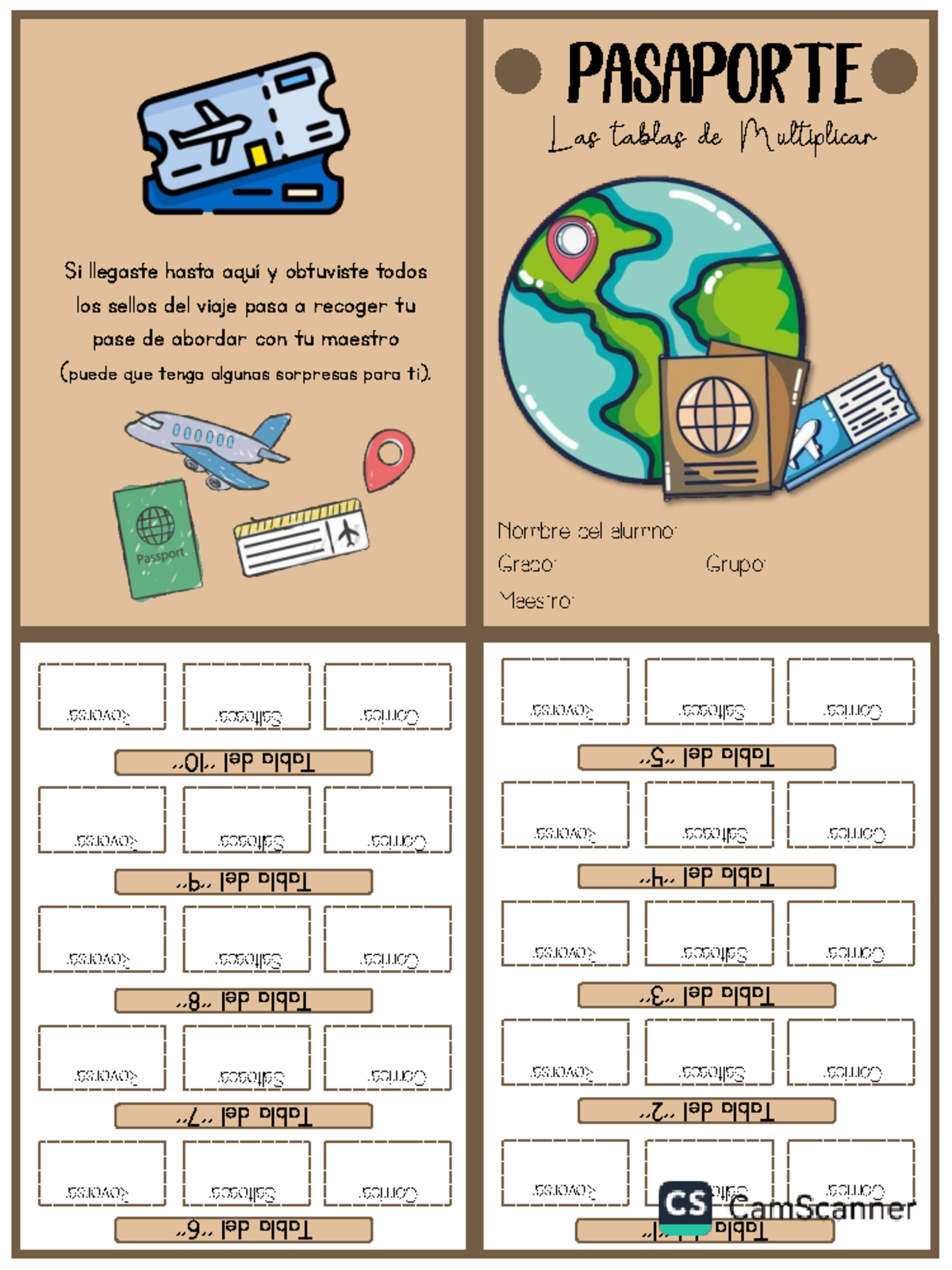Pasaporte Tablas DE Multiplicar - ́ ́ 6 ́ ́ Tabla del ́ ́ 10 ́ ́ Tabla ...