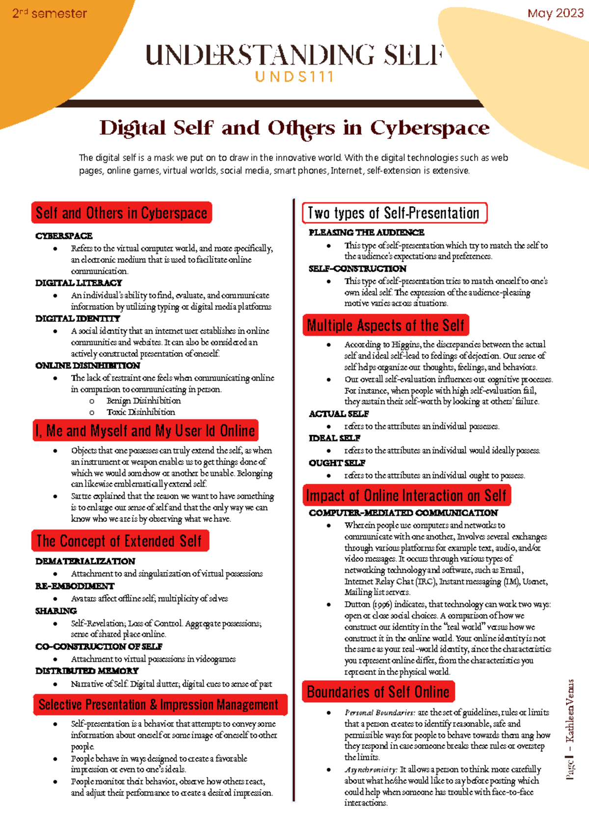 2.15 - Digital SELF AND Others IN Cyberspace - – KathleenVenus Digital ...