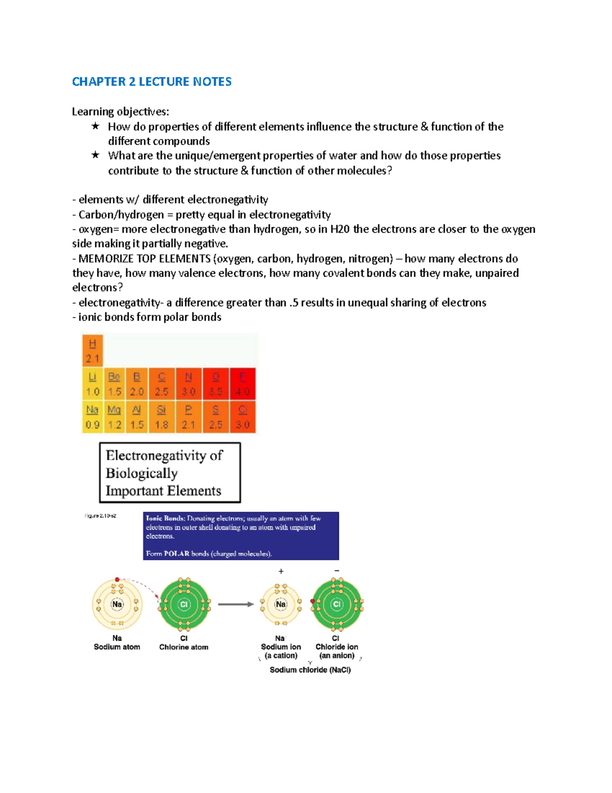 UNL LIFE 120 Chapter 2 Lecture Notes - CHAPTER 2 LECTURE NOTES Learning ...