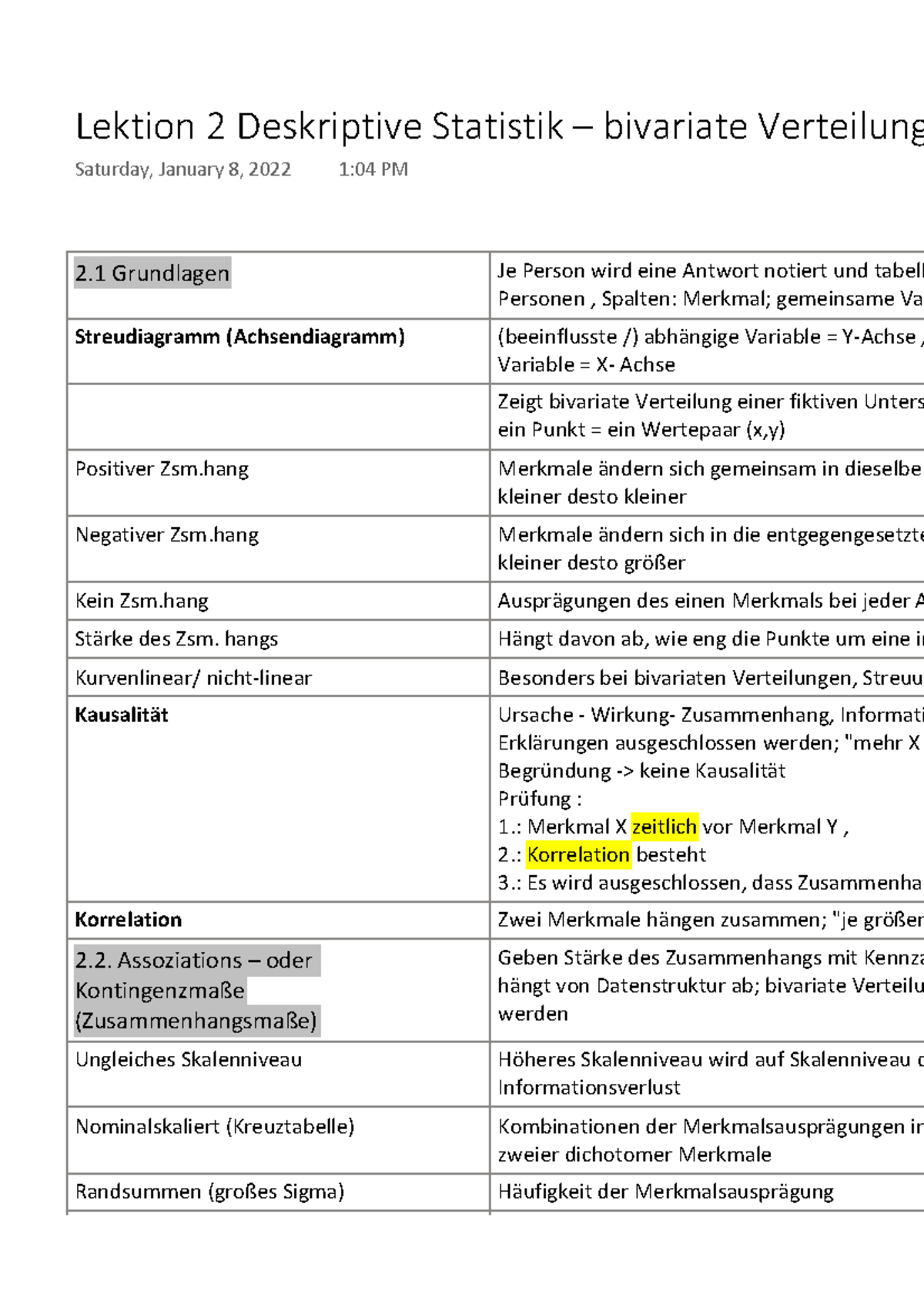 Lektion 2 Deskriptive Statistik – bivariate Verteilungen - 2 Grundlagen Je Person wird eine ...
