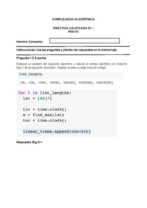Actividad 1 - Primera hoja de ejercicios de Complejidad Algorítmica Resolu - Busca el mayor ...