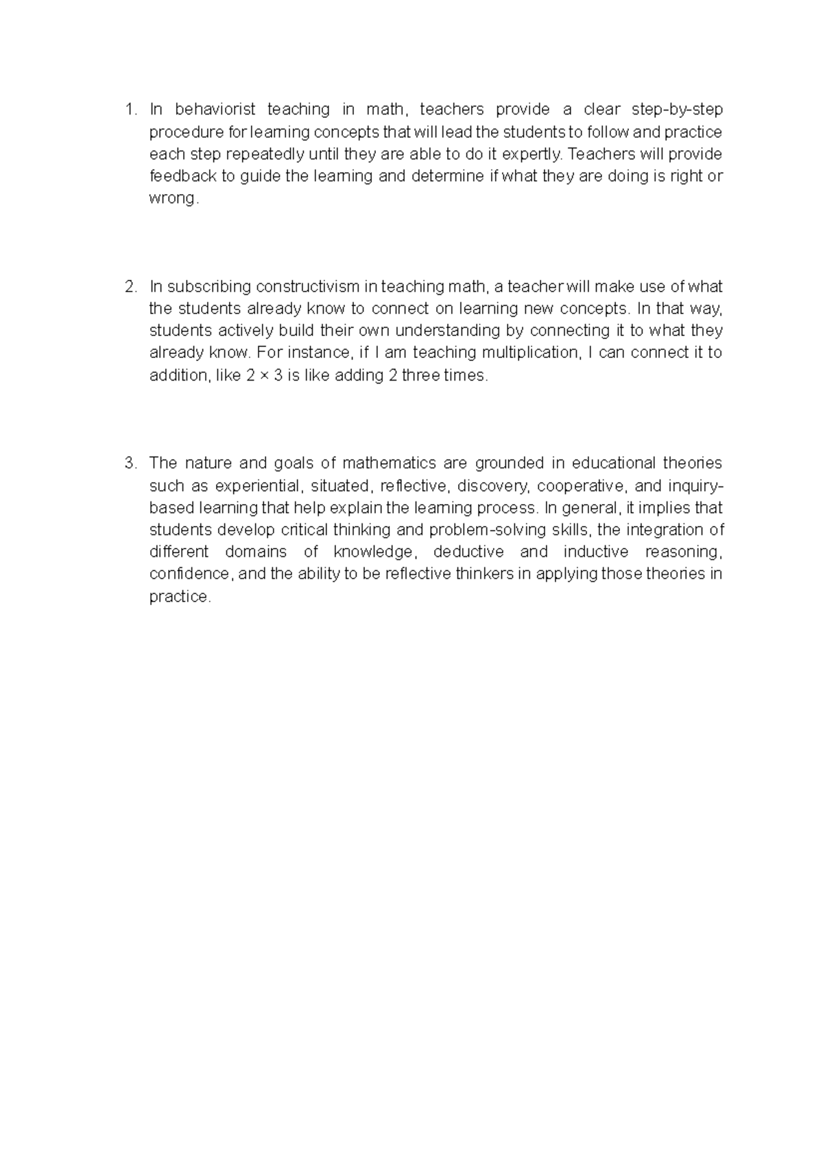 LT 3.1 - MATH - Learning task about learning theories in Math - In ...