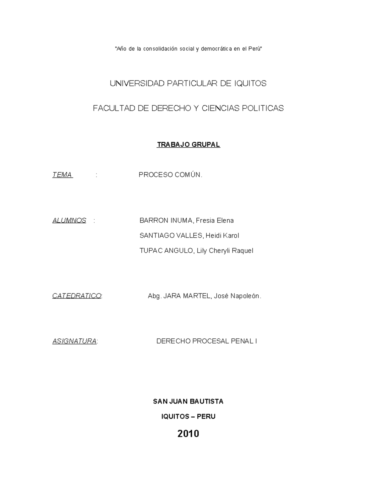 Scribd - ESTRUCTURA DEL PROCESO COMUN PERUANO - “Año de la ...