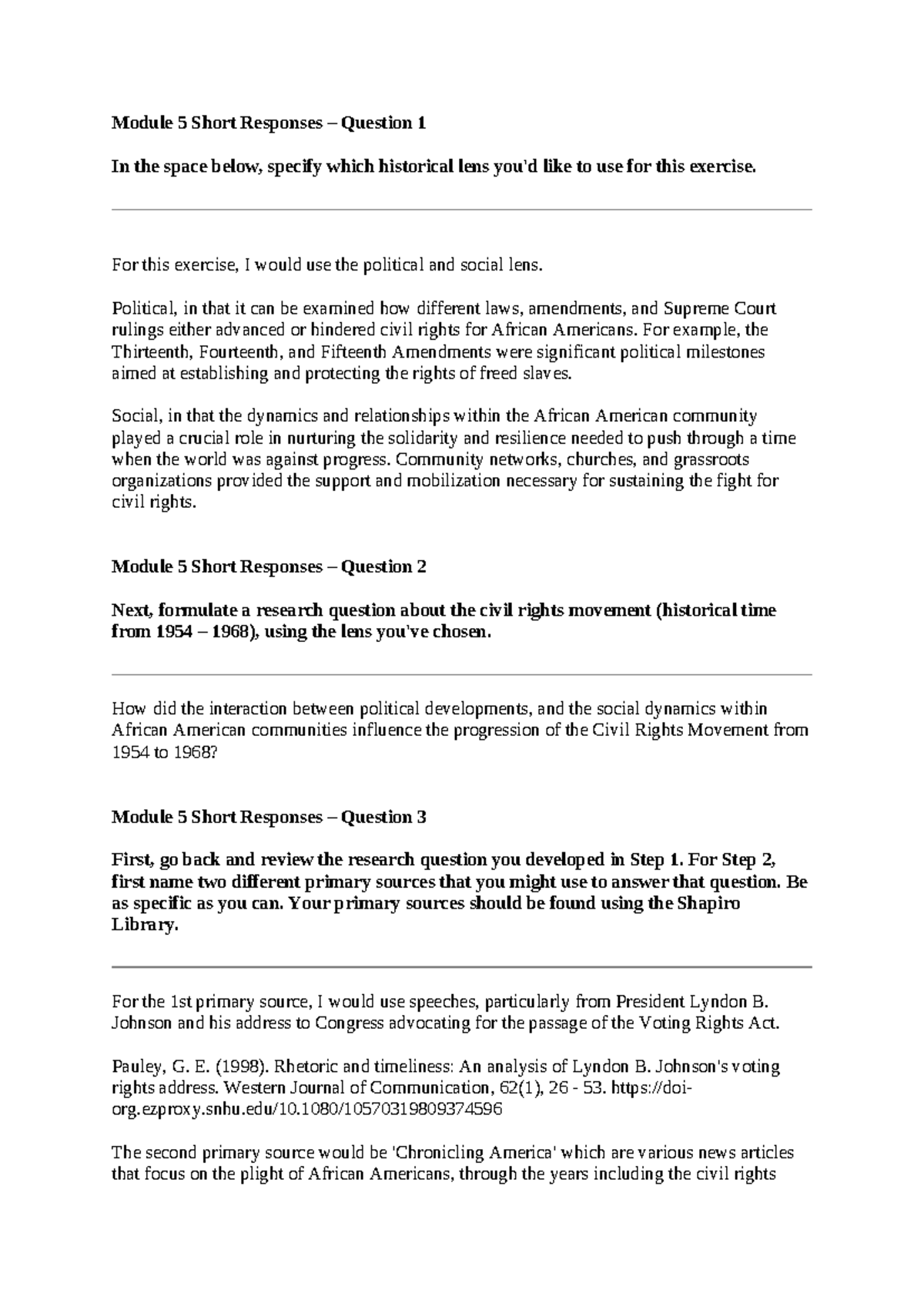 Module 5 Short Responses - Module 5 Short Responses – Question 1 In the space below, specify ...