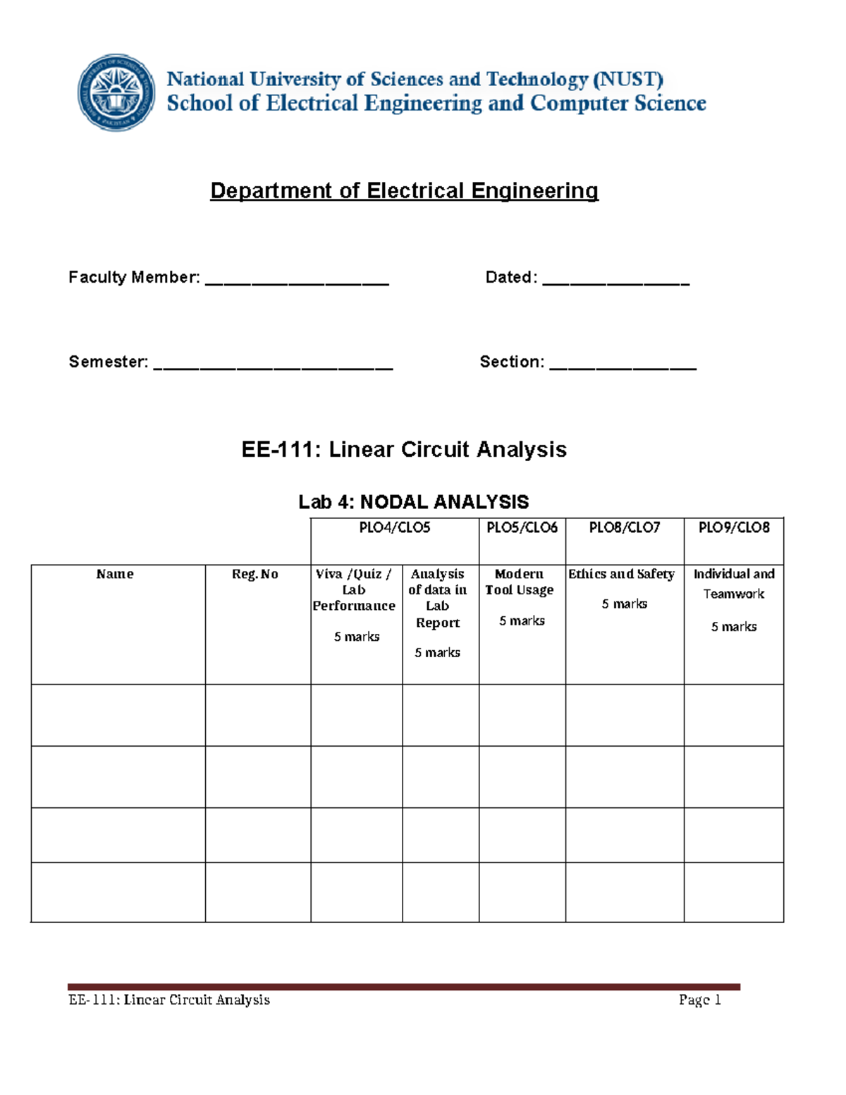 Lab report - Department of Electrical Engineering Faculty Member ...