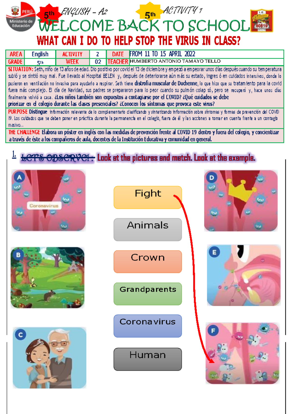 Ficha 1 - A2 - EDA0 - ingles - WHAT CAN I DO TO HELP STOP THE VIRUS IN ...