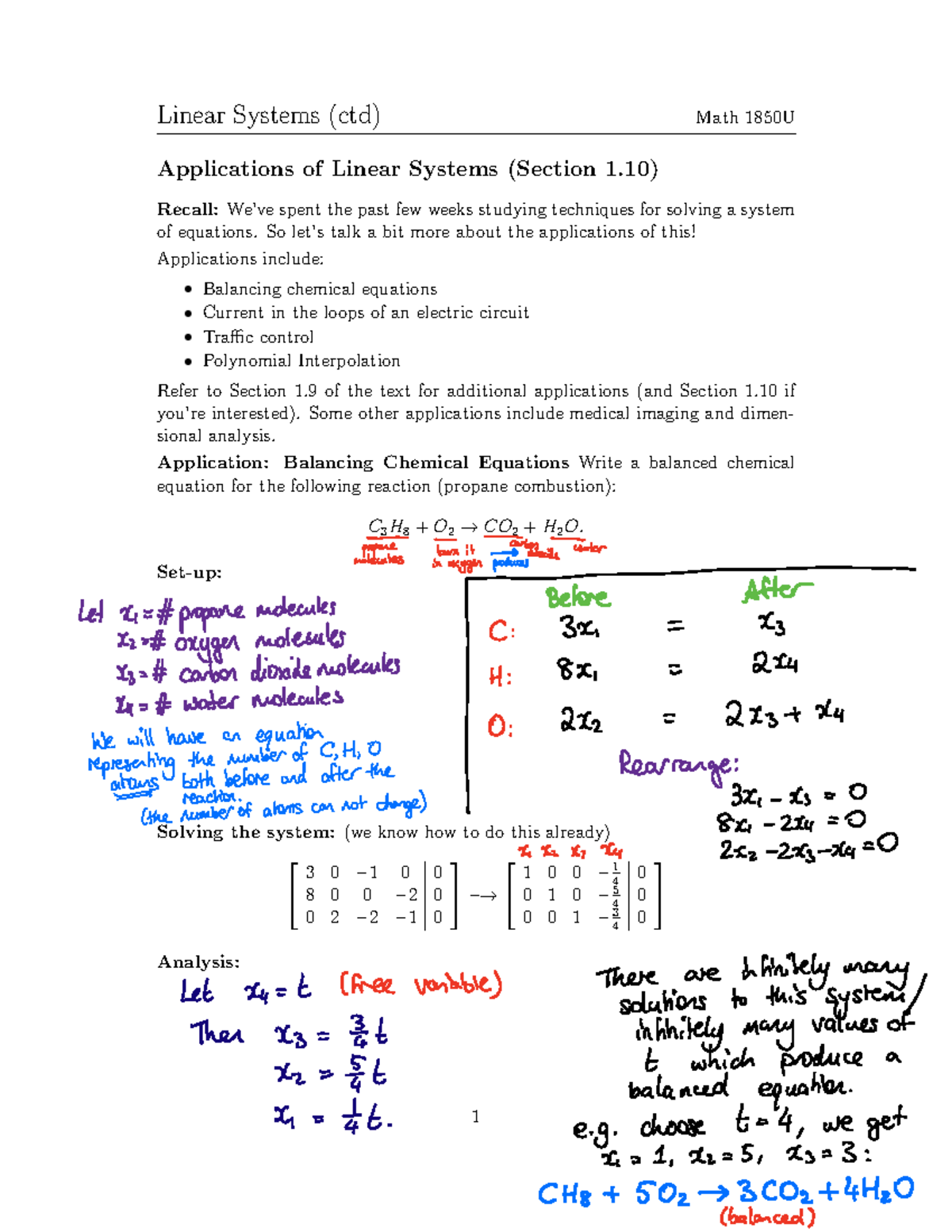 1850 Lecture 6 complete - Linear Systems (ctd) Math 1850U Applications ...