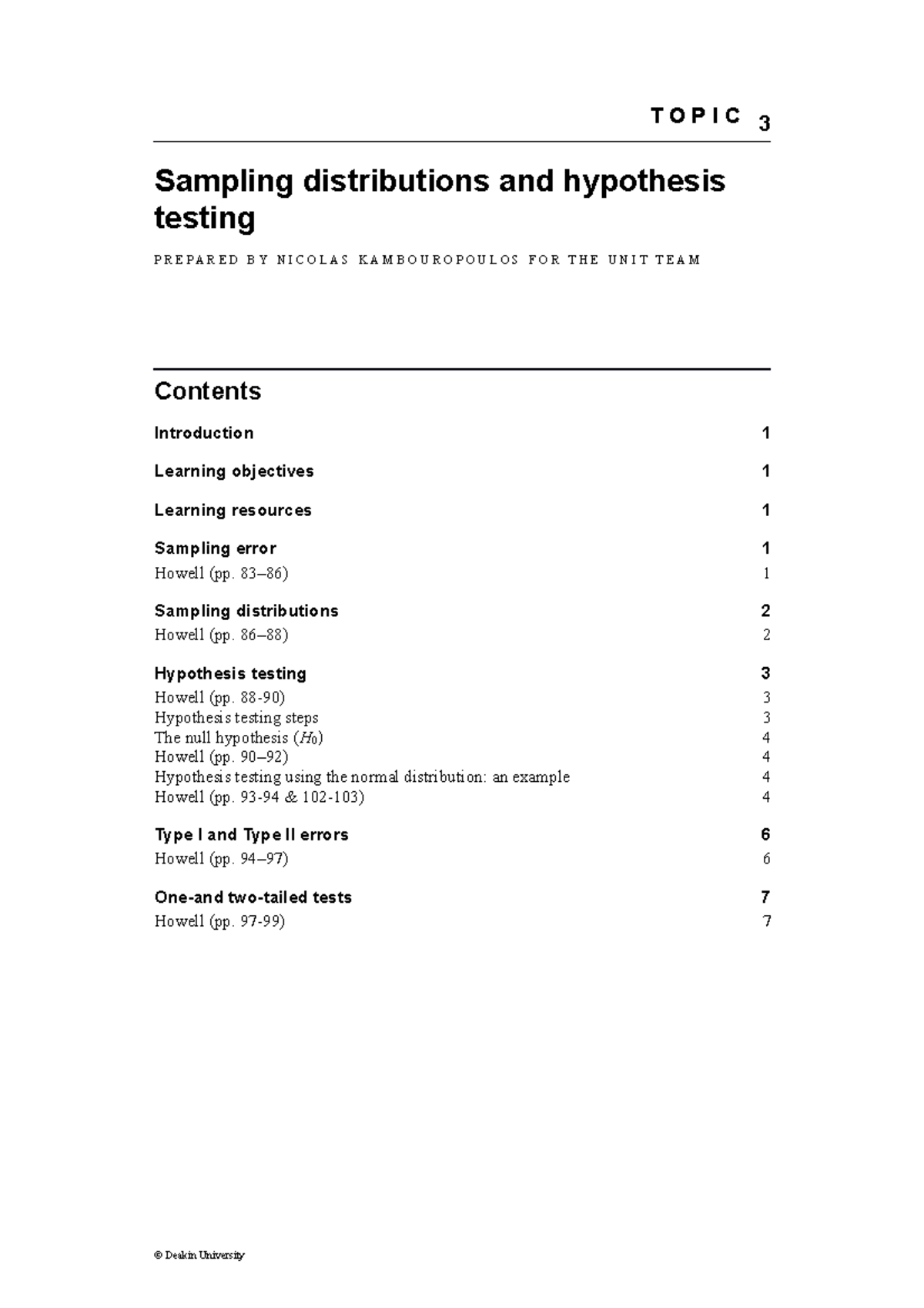 W3 Study Guide - wk3 - Sampling distributions and hypothesis testing P ...