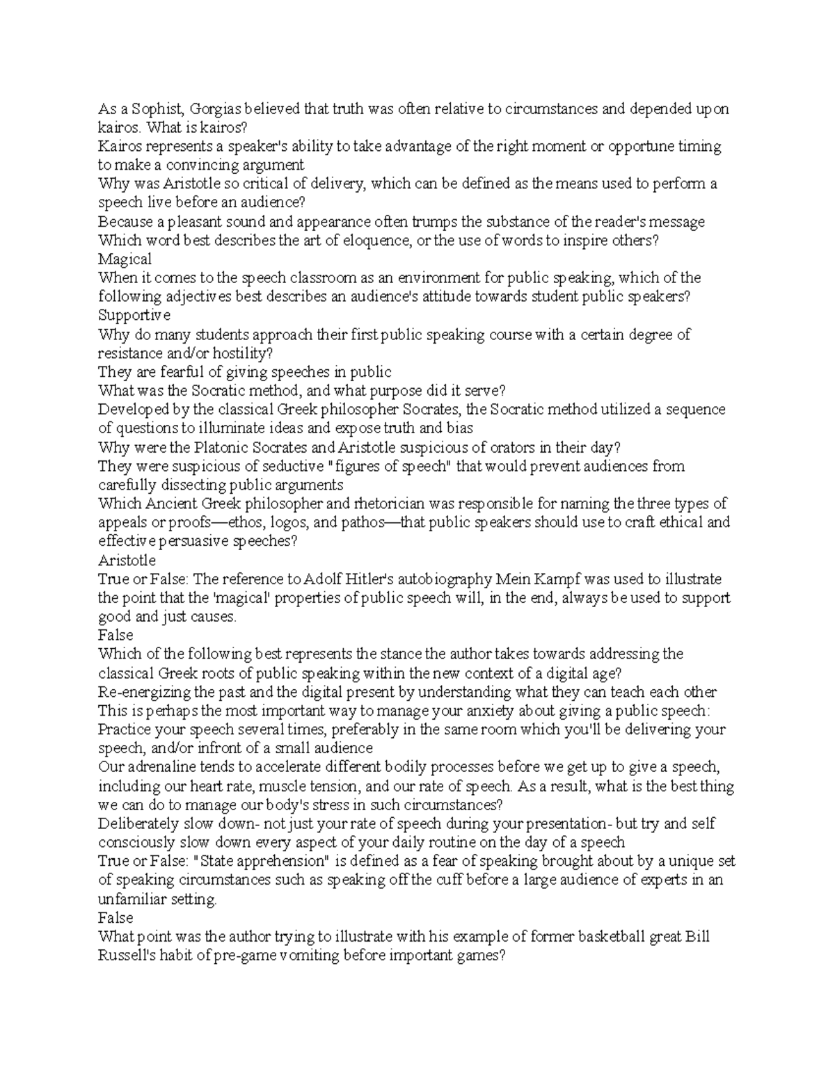 SPC 2608 - SPC 2608 - As a Sophist, Gorgias believed that truth was ...