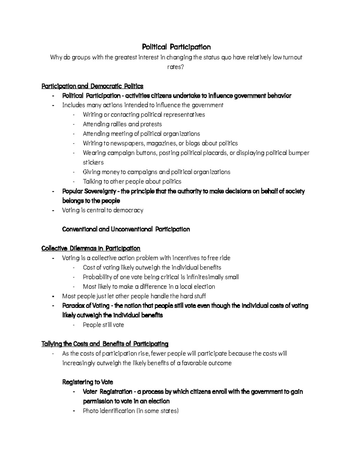 Political Participation - Studocu