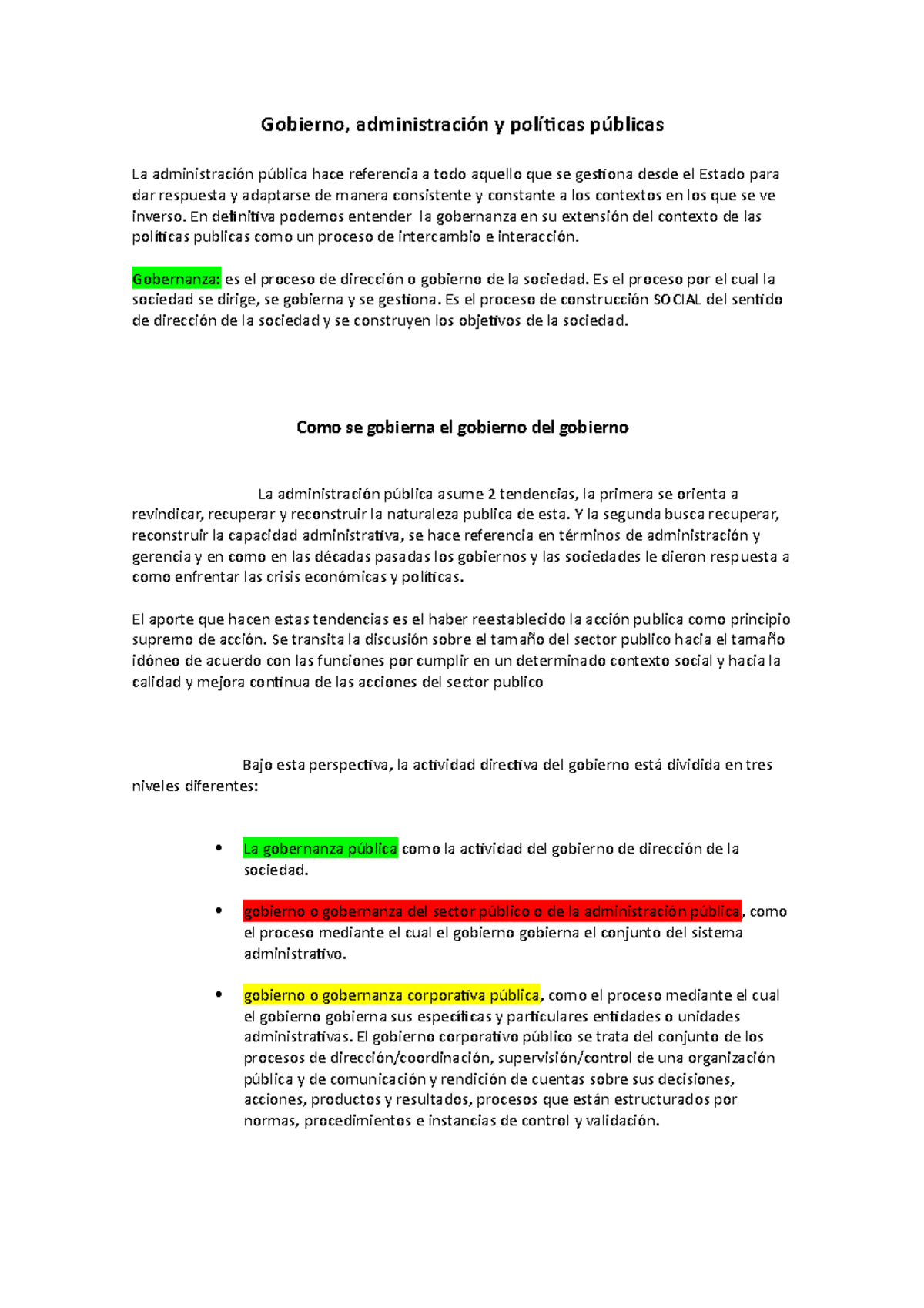 Introduccion Politicas Publicas Resumen M1 - Gobierno, administración y ...