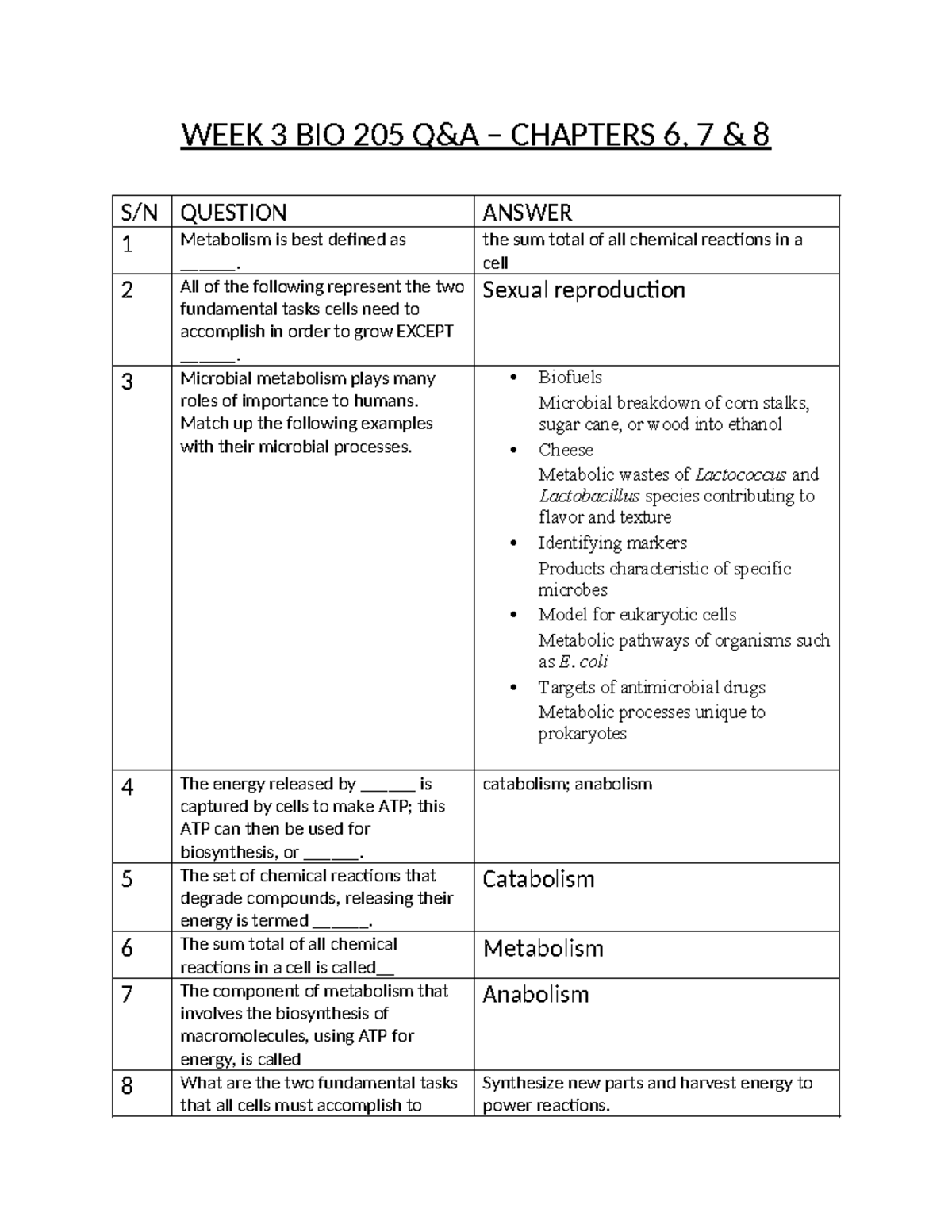 WEEK 3 BIO 205 Q&A - Quiz questions for week 3 homework - WEEK 3 BIO ...