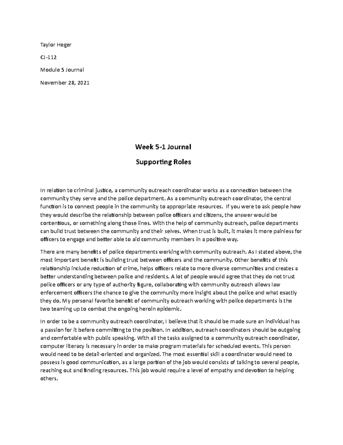 Module 5-1 journal - Taylor Heger CJ- Module 5 Journal November 28 ...