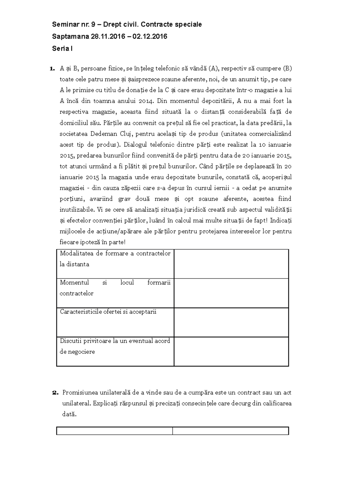 Seminar 9 Contracte speciale seria I 2016 copiere - Seminar nr. 9 ...
