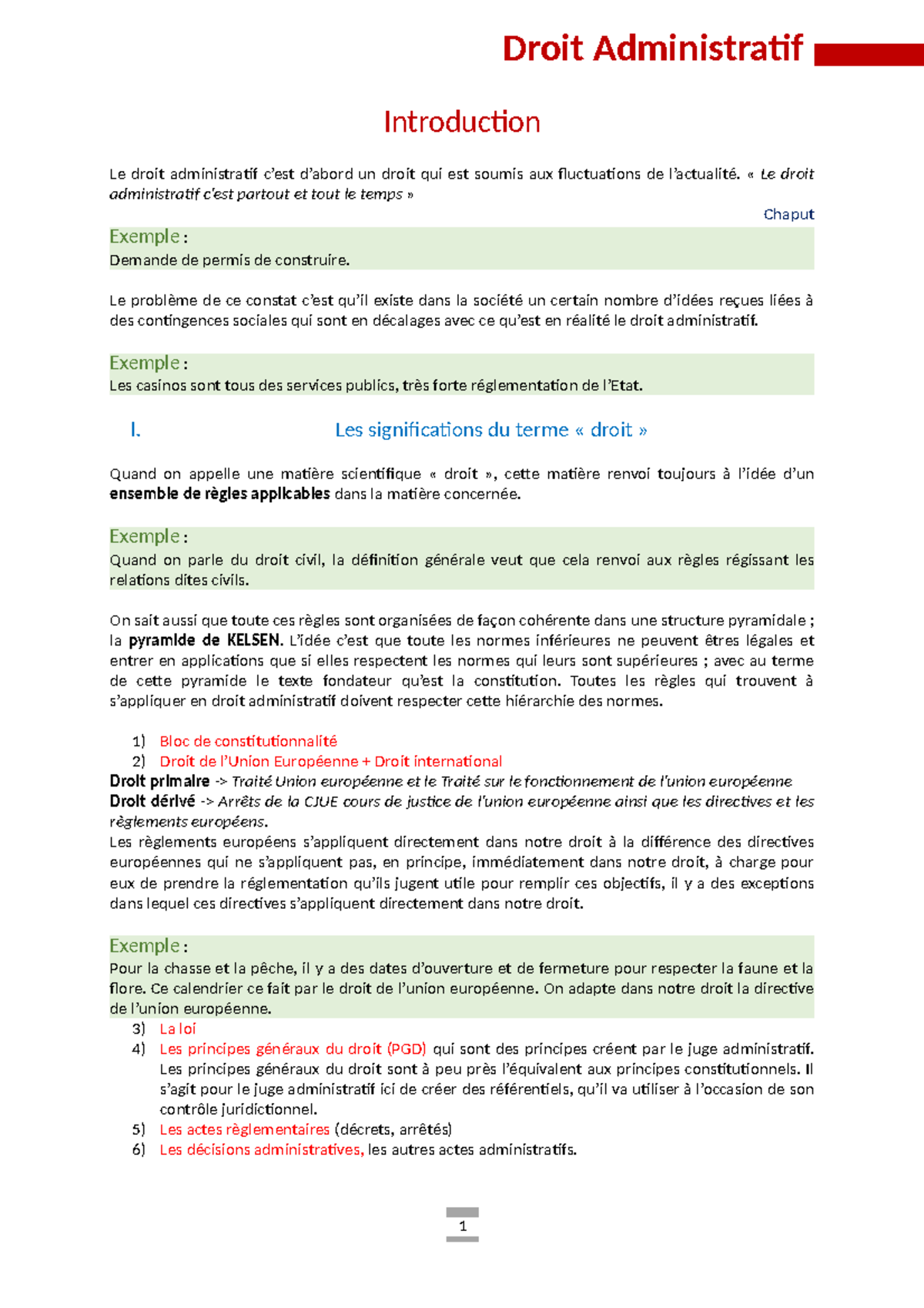 Droit Administratif cours n 1 - Introduc*on Le droit administraf c’est ...