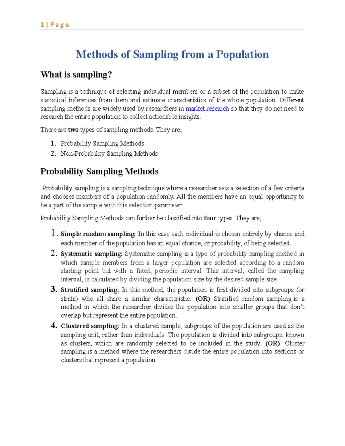 Sampling Technique - dfdfd - Methods of Sampling from a Population What ...
