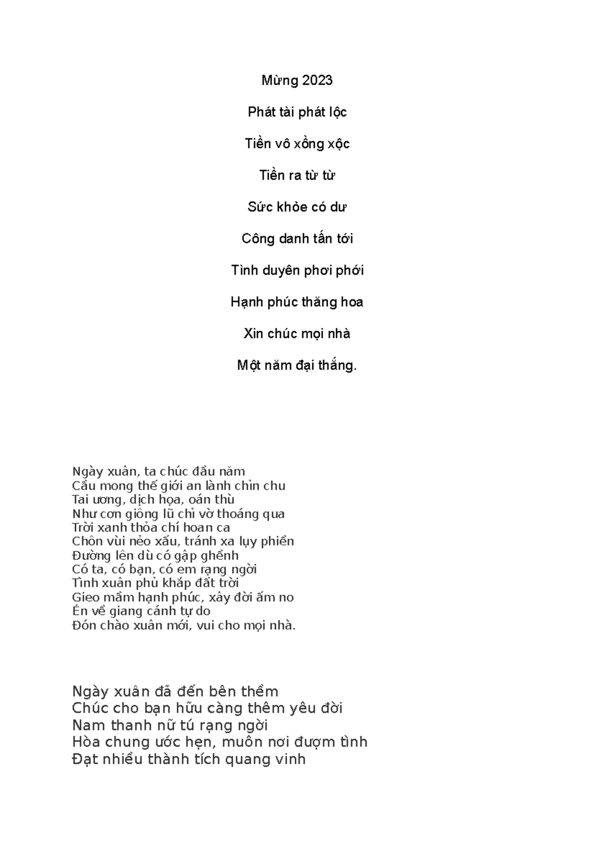 Mừng 2023 - abc - Mừng 2023 Phát tài phát lộc Tiền vô xồng xộc Tiền ra ...