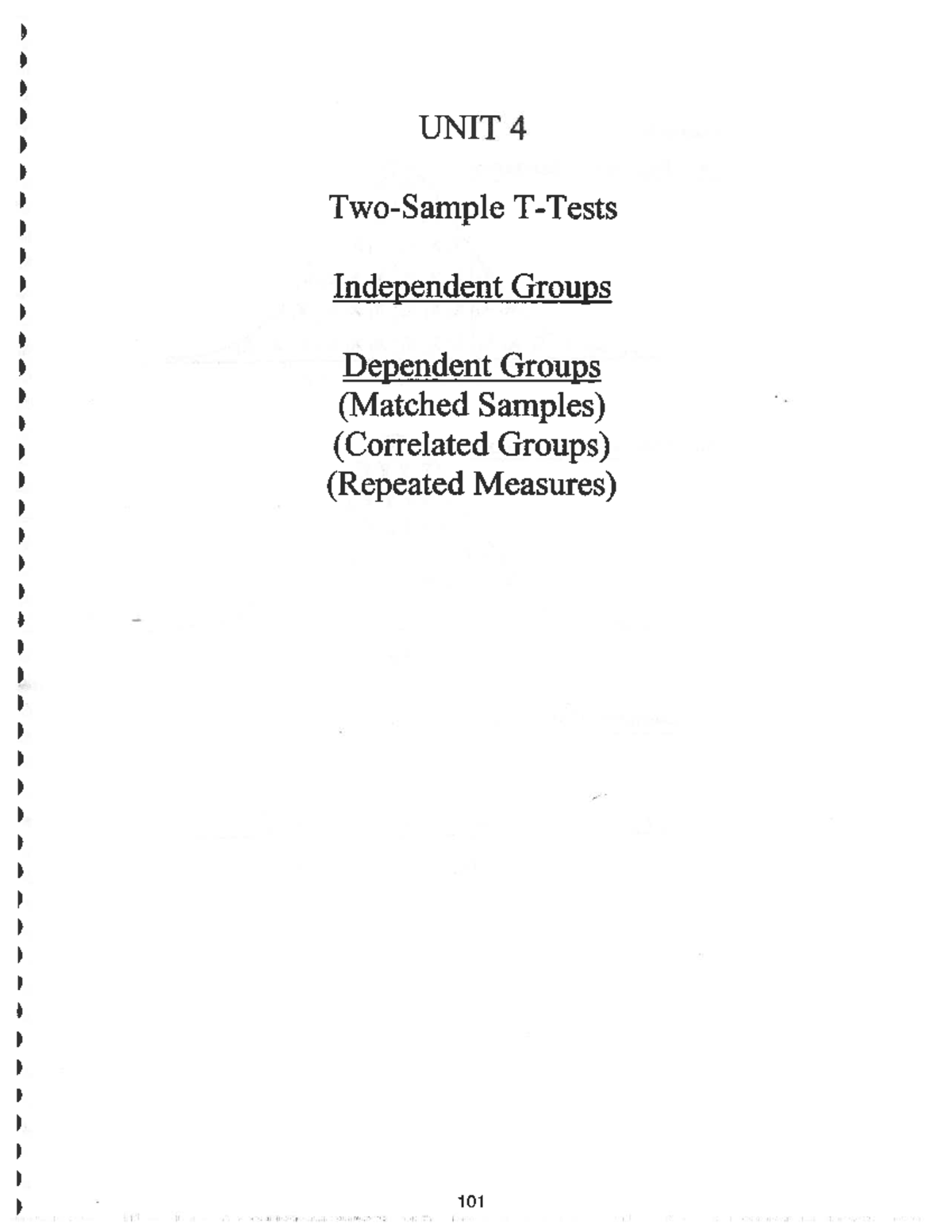 205unit4Ttests - Professor Bonem Unit 5 - PSY 205 - Studocu