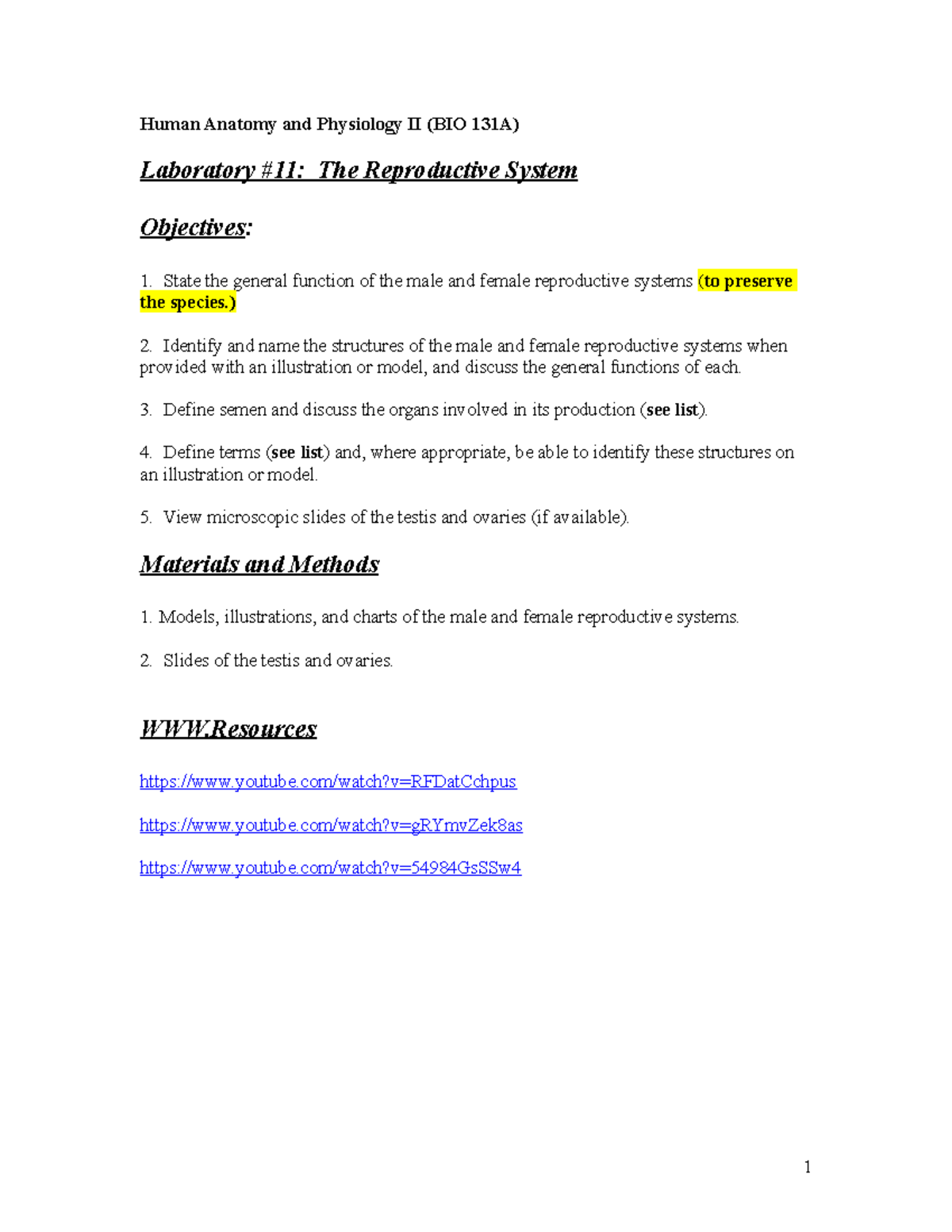 A&P II Lab #11 Reproductive Systems - KN 254 - UIC - Studocu