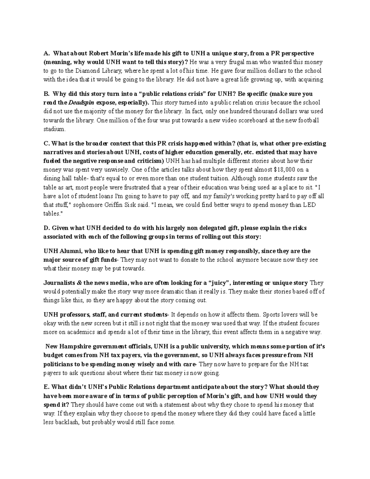 3 - study guide - A. What about Robert Morin’s life made his gift to ...