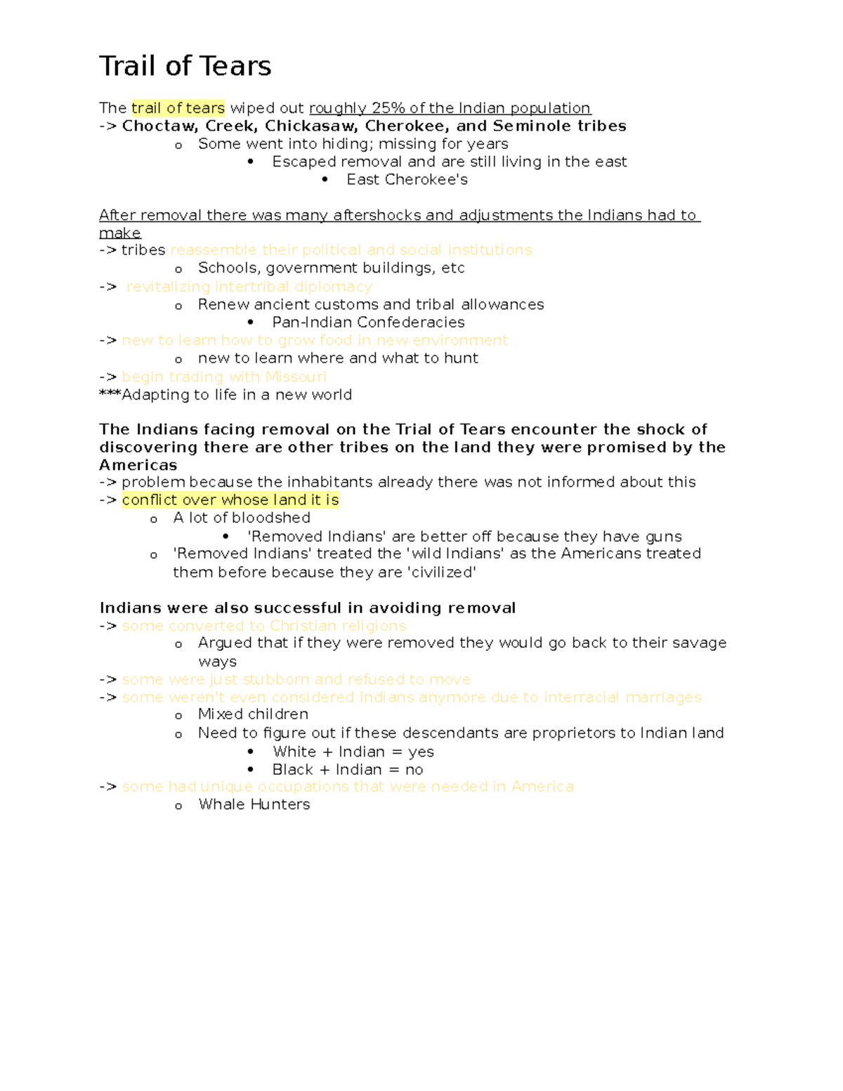 Trail of Tears Notes - Trail of Tears The trail of tears wiped out ...