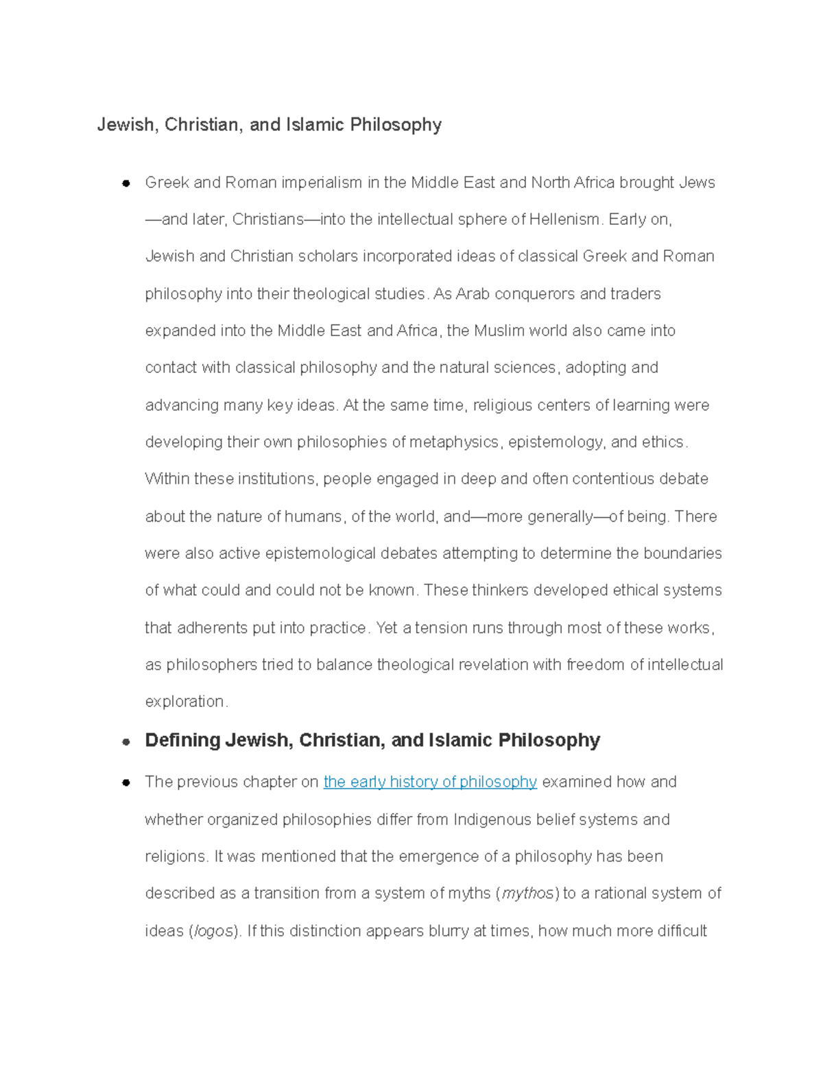 Philo- Jewish, Christian, and Islamic Philosophy - Jewish, Christian ...