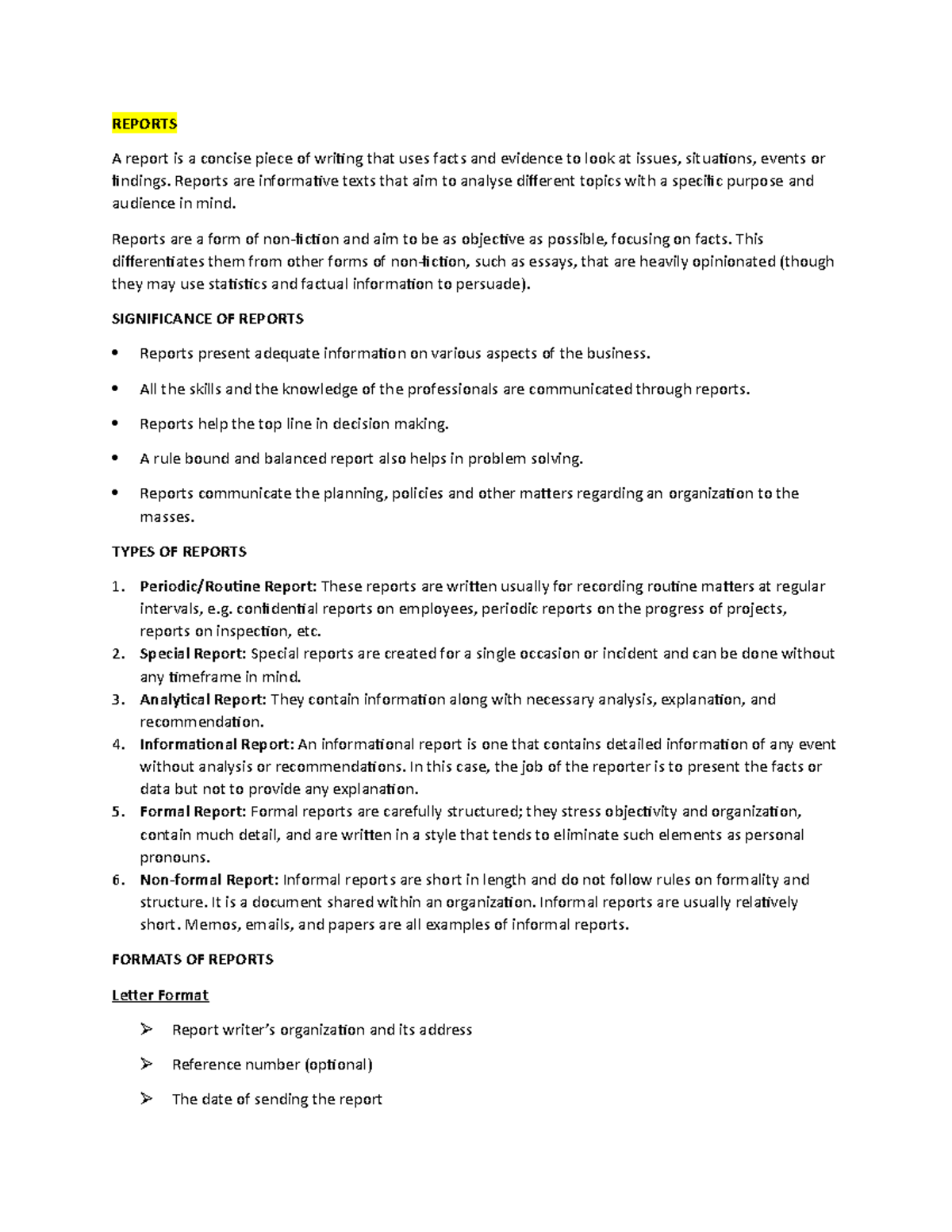 Module 2 - Reports and Proposals - REPORTS A report is a concise piece ...