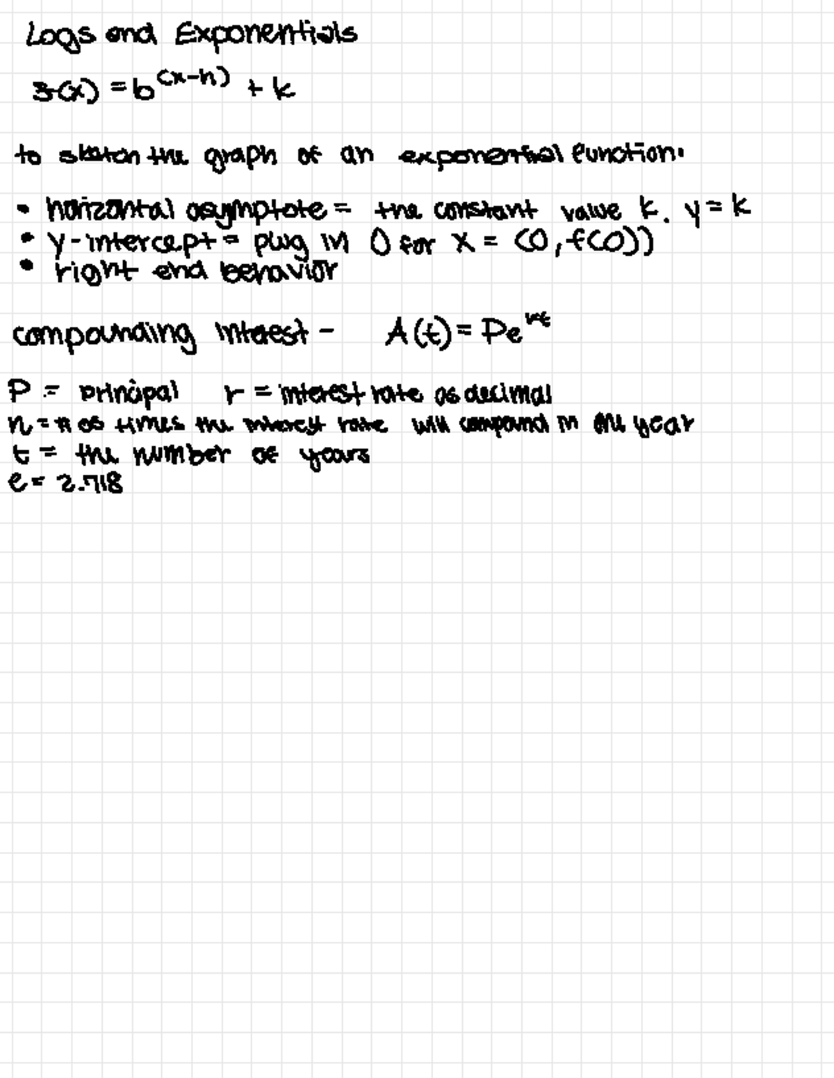 3) Log Properties - Logs and Exponentials =(x) = b(x - n) + k to sketch ...